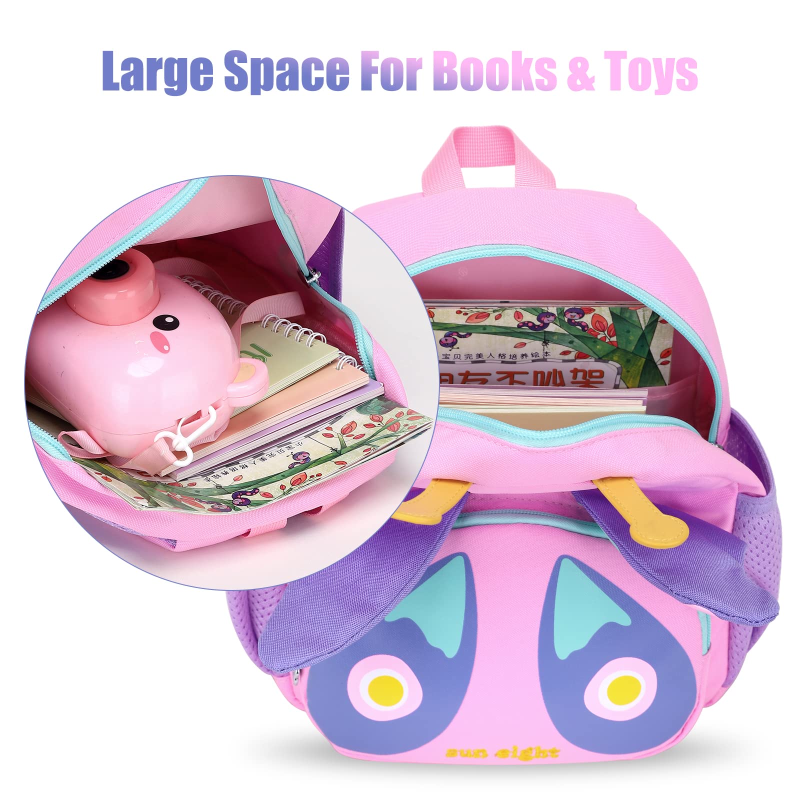 Toddler Backpack for Girls Kids Backpack Cute 3D Cartoon School Bag for Baby Girl Boy 1-5 Years(Butterfly)