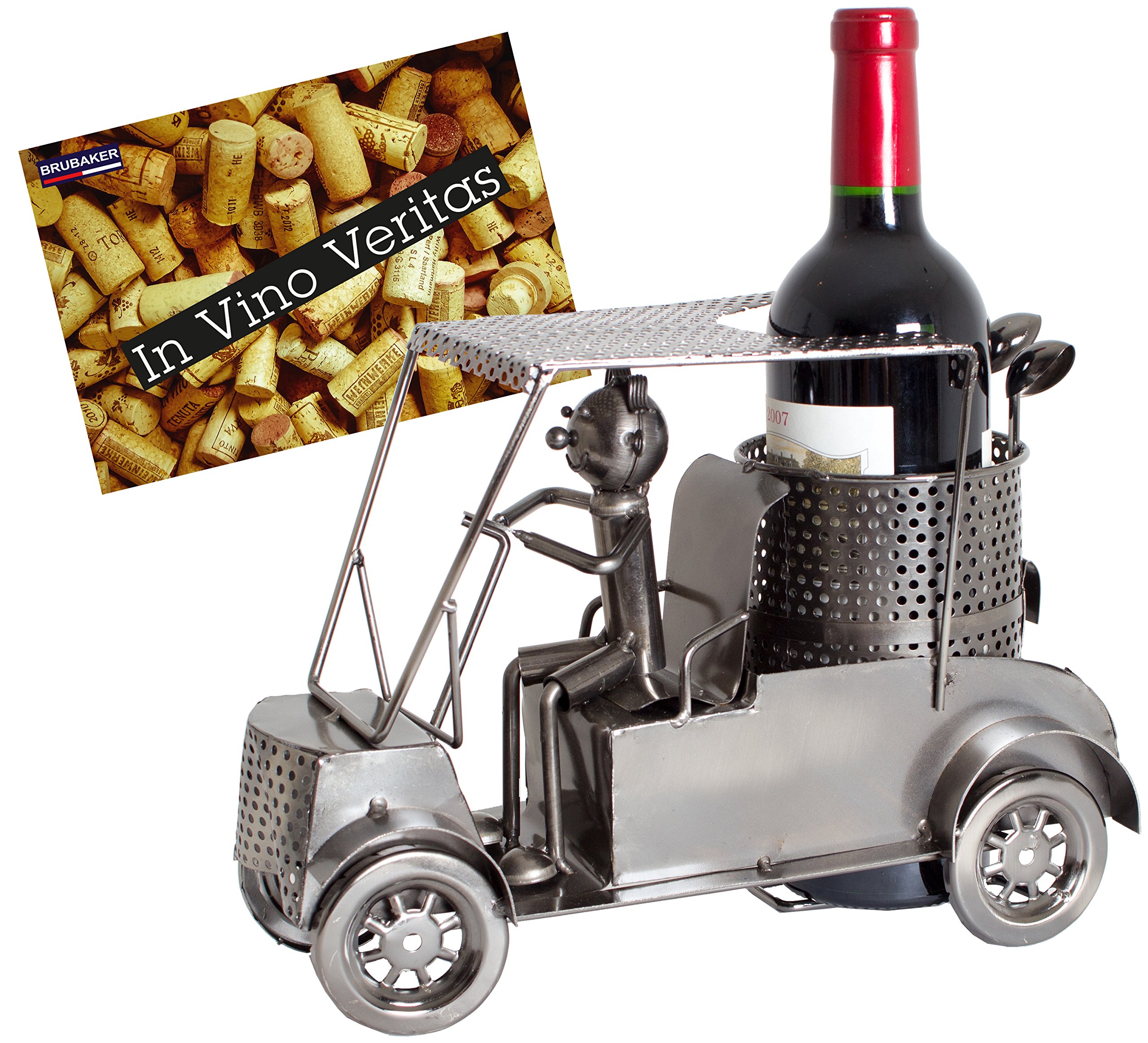 BRUBAKER Wine Bottle Holder Statue Golfer in A Golf Cart Sculptures and Figurines Decor & Vintage Wine Racks and Stands Gifts Decoration