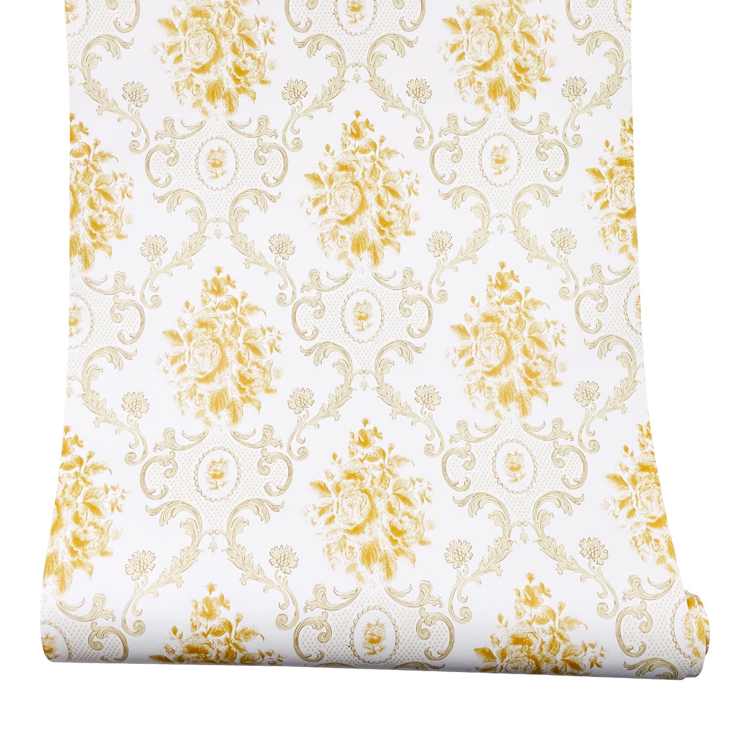Yifely Gold Damask Self Adhesive Shelf Drawer Liner Decorative Storange Organizers Cabinets Lining Paper Easy to Remove 17.8 Inch by 9.8 Feet