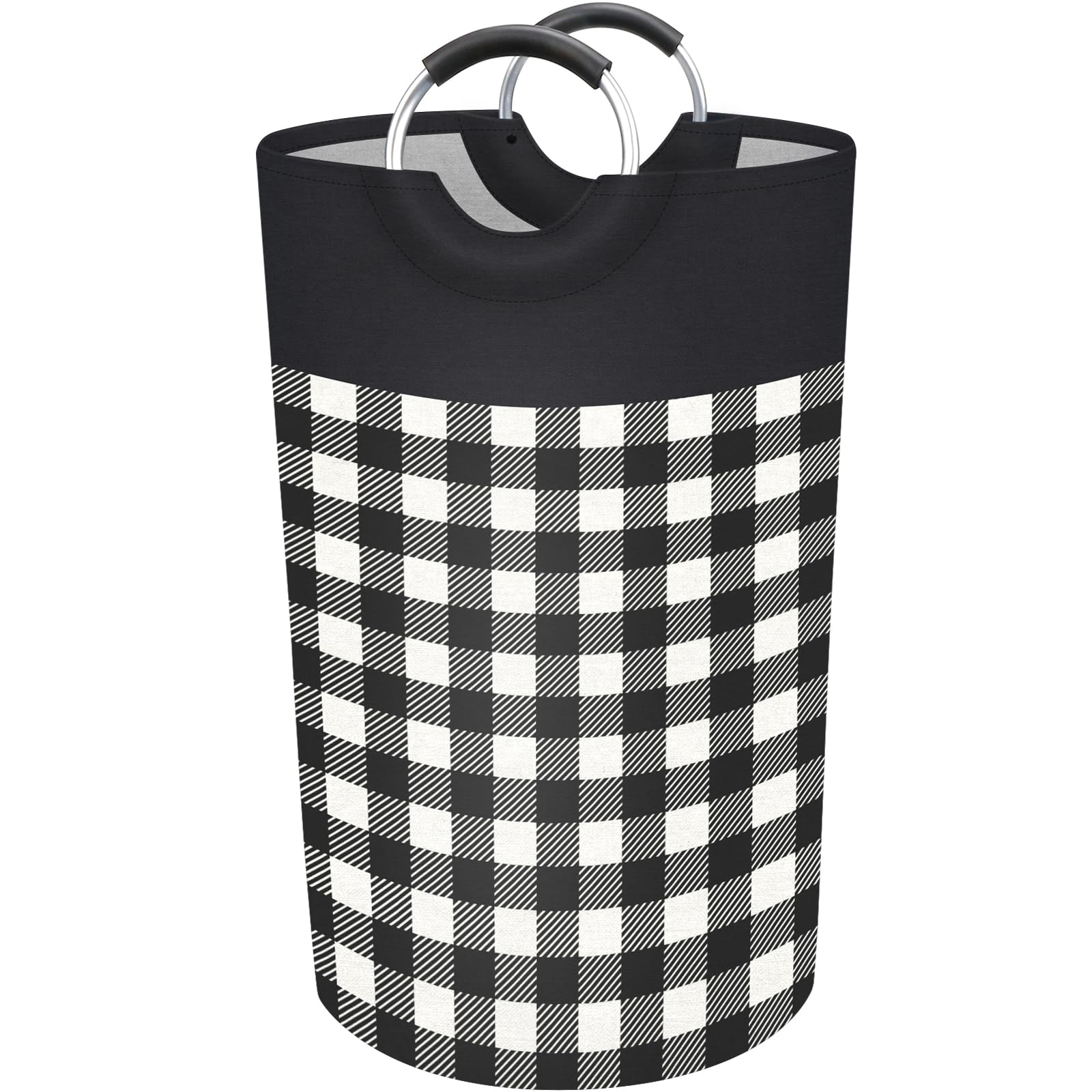BlissTotes Large Laundry Basket Laundry Hamper Bag Washing Bin Clothes Bag Collapsible Tall With Handles Waterproof Travel Bathroom College Essentials Storage For College Dorm, Family (Black, L)