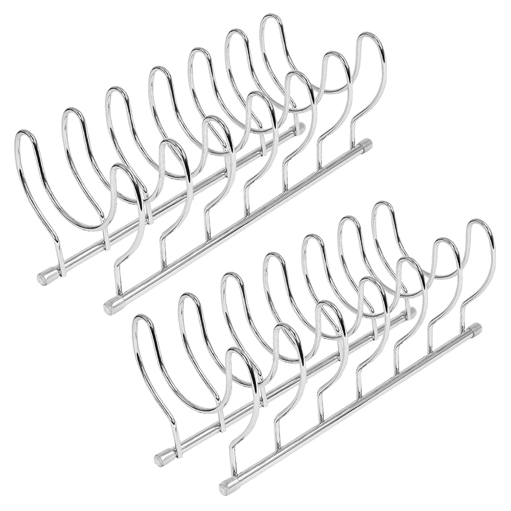 LeleCAT Kitchen Lid Organizer, Pots & Pans Lid Rack Holder Organizer, cast iron pans, Plates, Cutting Boards Bakeware, Cooling Racks, Serving Trays, Chrome,2 Pack