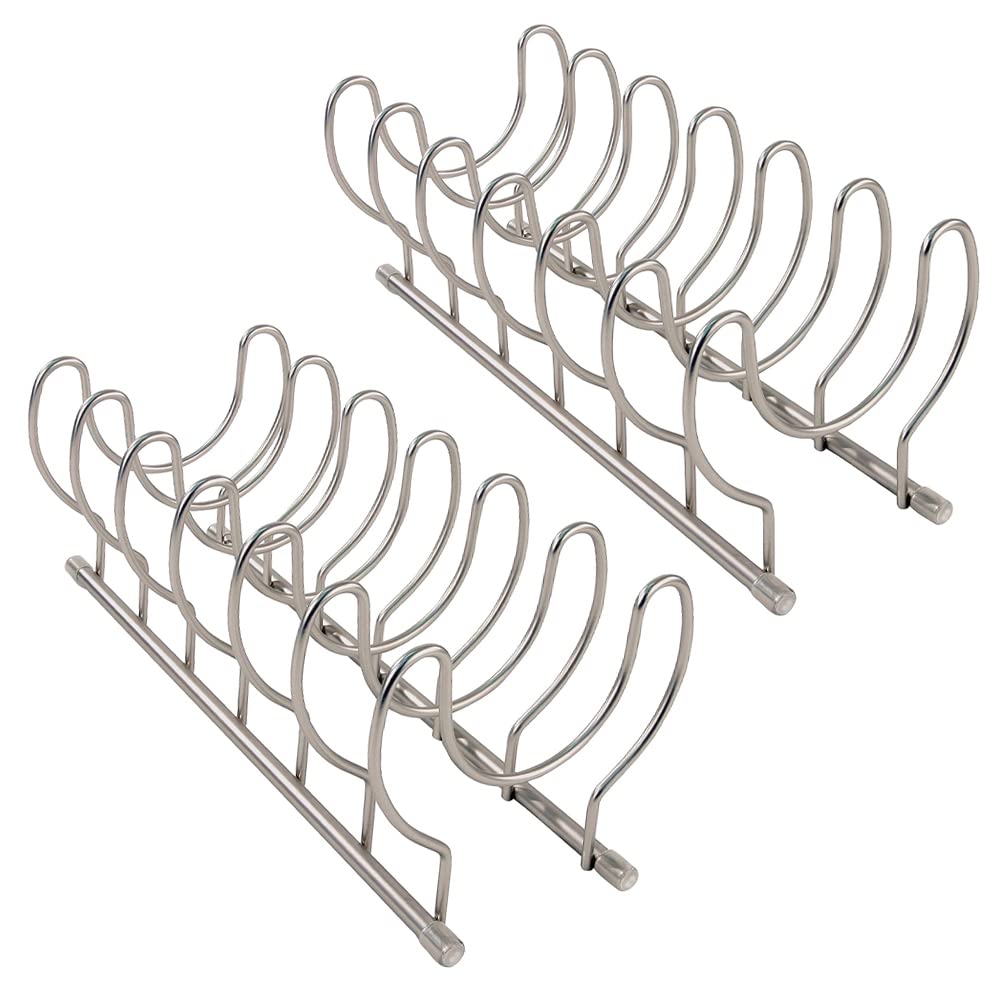 LeleCAT Kitchen Lid Organizer, Pots & Pans Lid Rack Holder Organizer, cast iron pans, Plates, Cutting Boards Bakeware, Cooling Racks, Serving Trays, Chrome,2 Pack