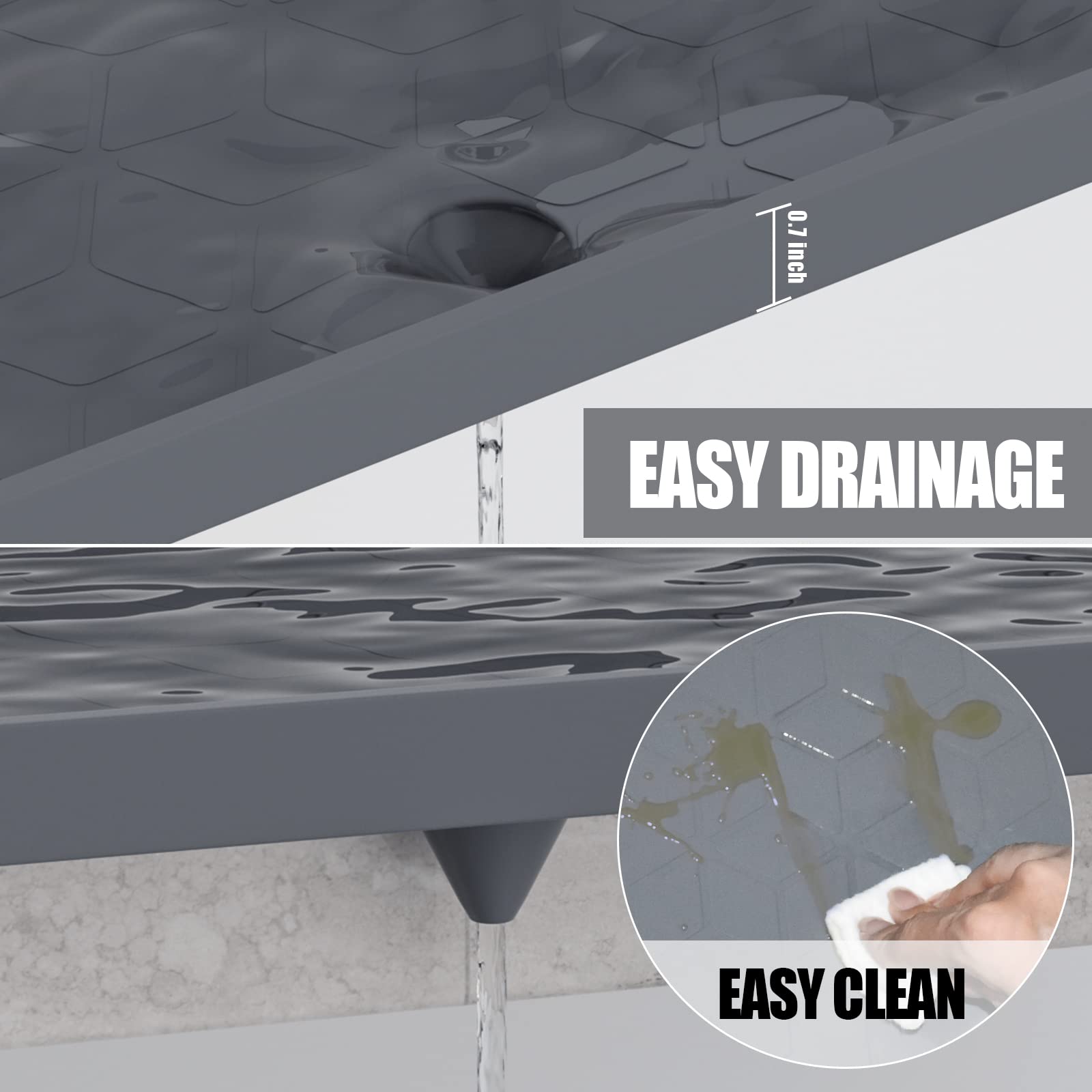 BAIHUI Under Sink Kitchen Cabinet Mat- 34" x 22" Flexible Waterproof Silicone Cabinet Protector & Drip Tray Liner Unique Drain Hole Design- Hold up to 3 Gallons of Liquid