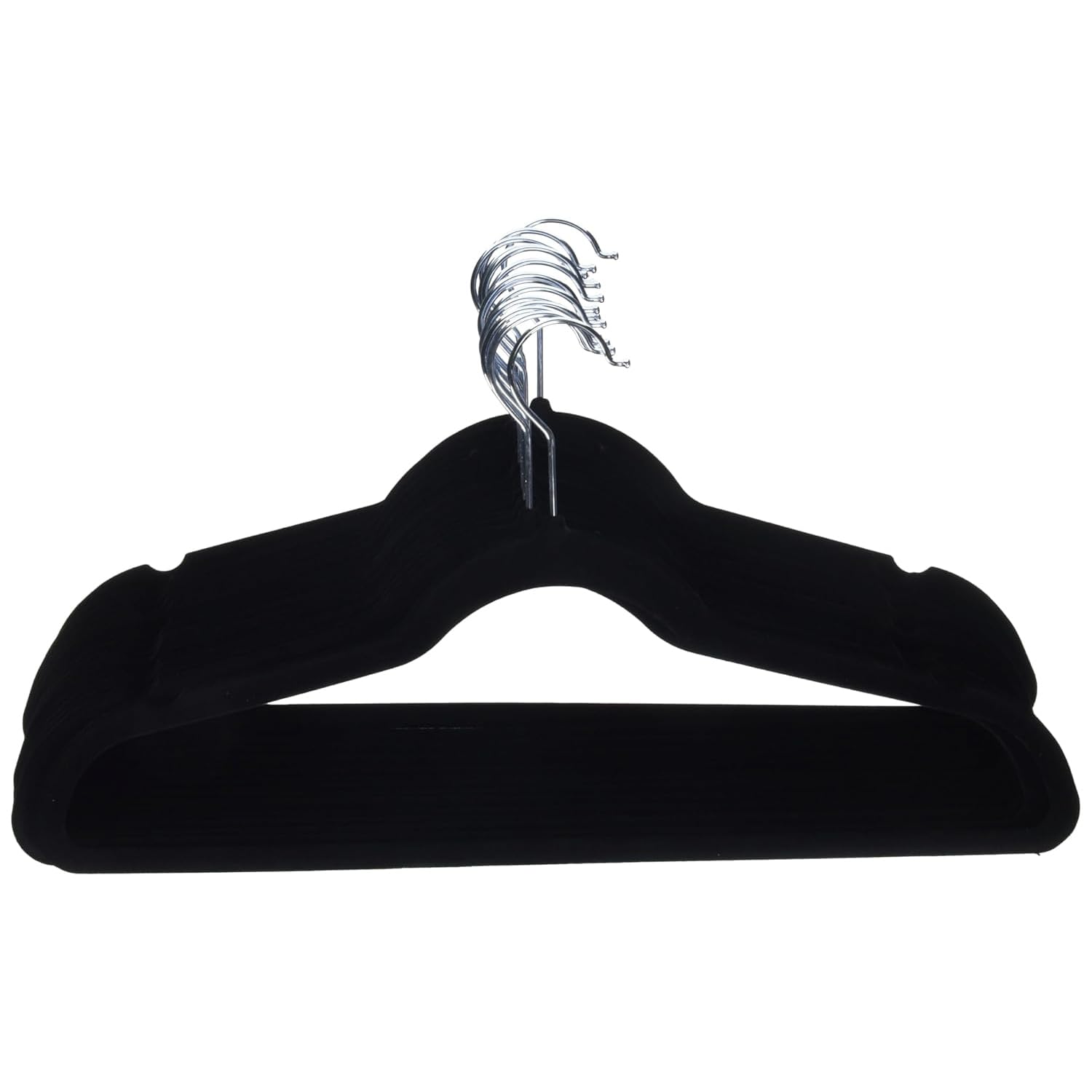 Amazon Basics Slim, Velvet, Non-Slip Suit Clothes Hangers, Black/Silver - Pack of 30