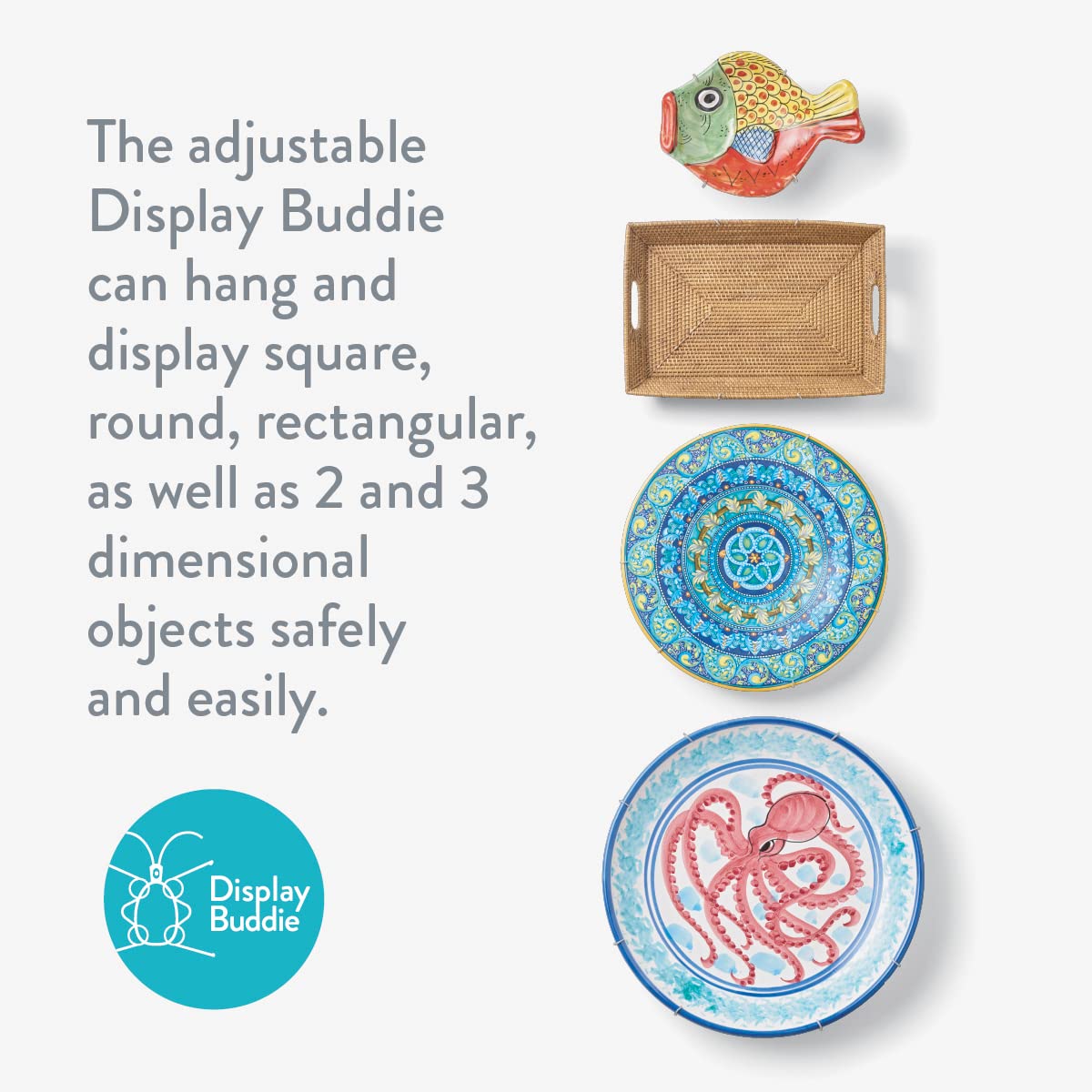 Display Buddie Large Adjustable Plate Hanger for Round Plates, Platters, Bowls & Other Objects 14-22" Diameter and up to 10 lbs. …