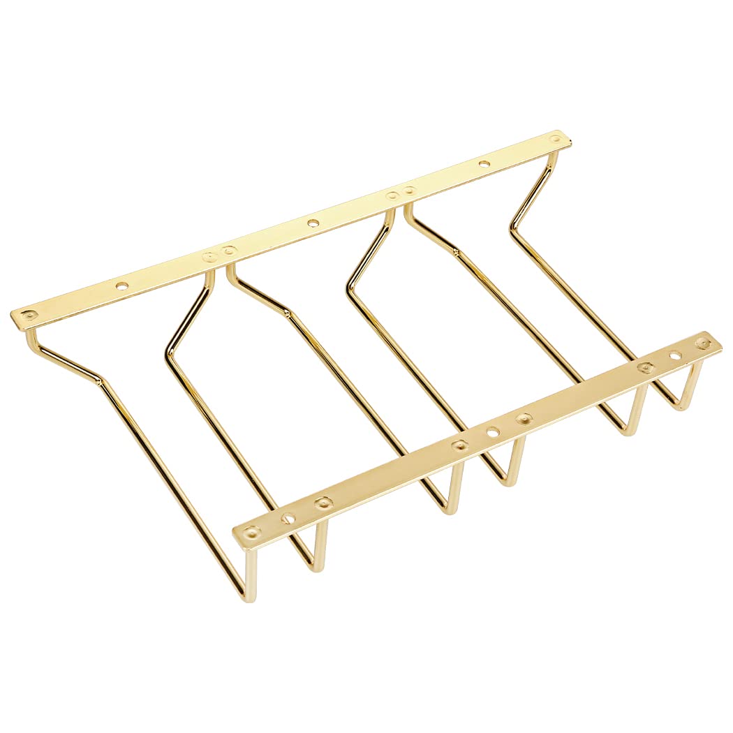 Dianoo 18cm Gold Wine Glass Rack, Wine Glass Holder Under Cabinet, Wine Glass Organizer, Hanging Stemware Holder For Bar Kitchen, 3 Rows