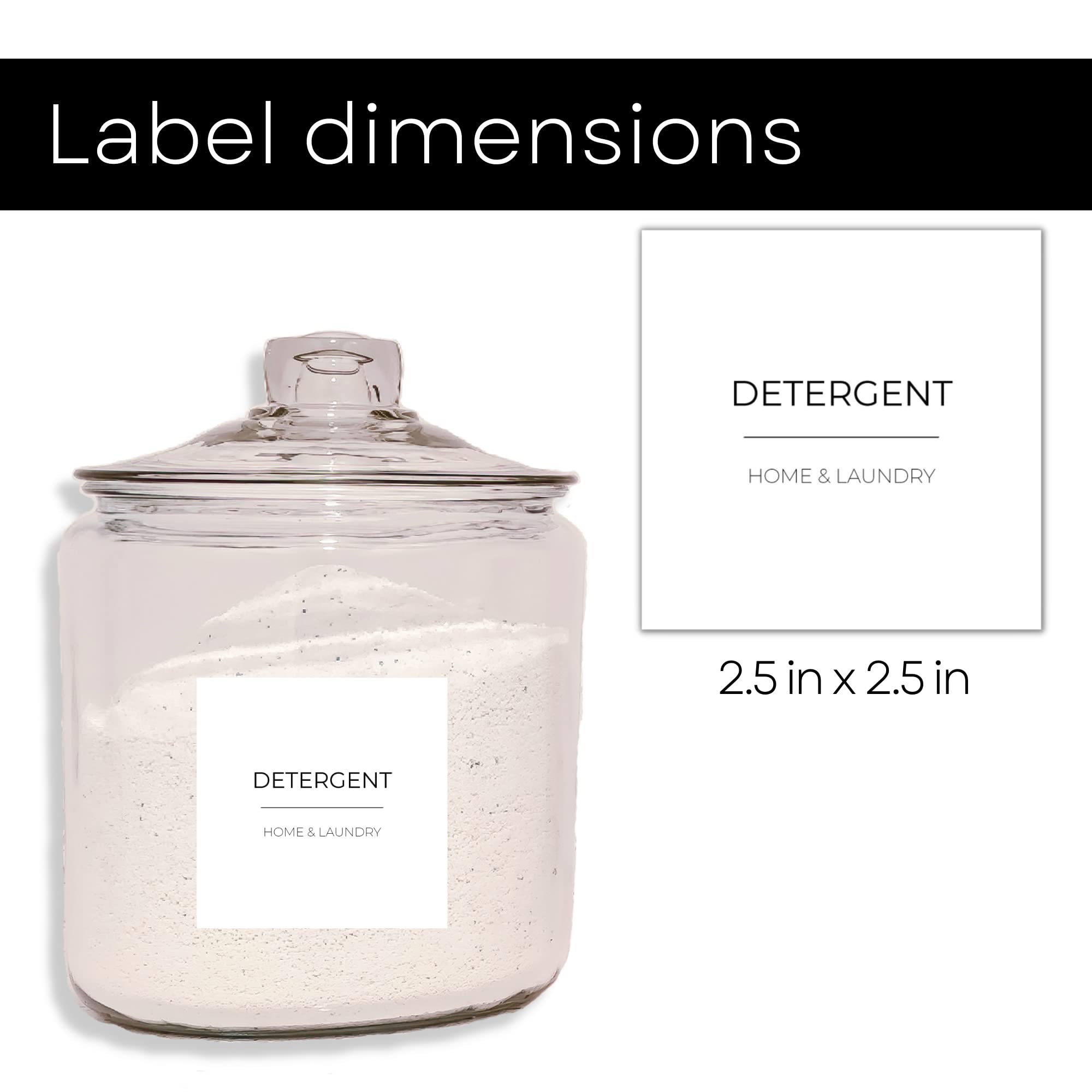 HON Home Laundry Labels for Containers | White Minimalist Preprinted & Jars | Storage Bins | Organization |, HNCHLW003