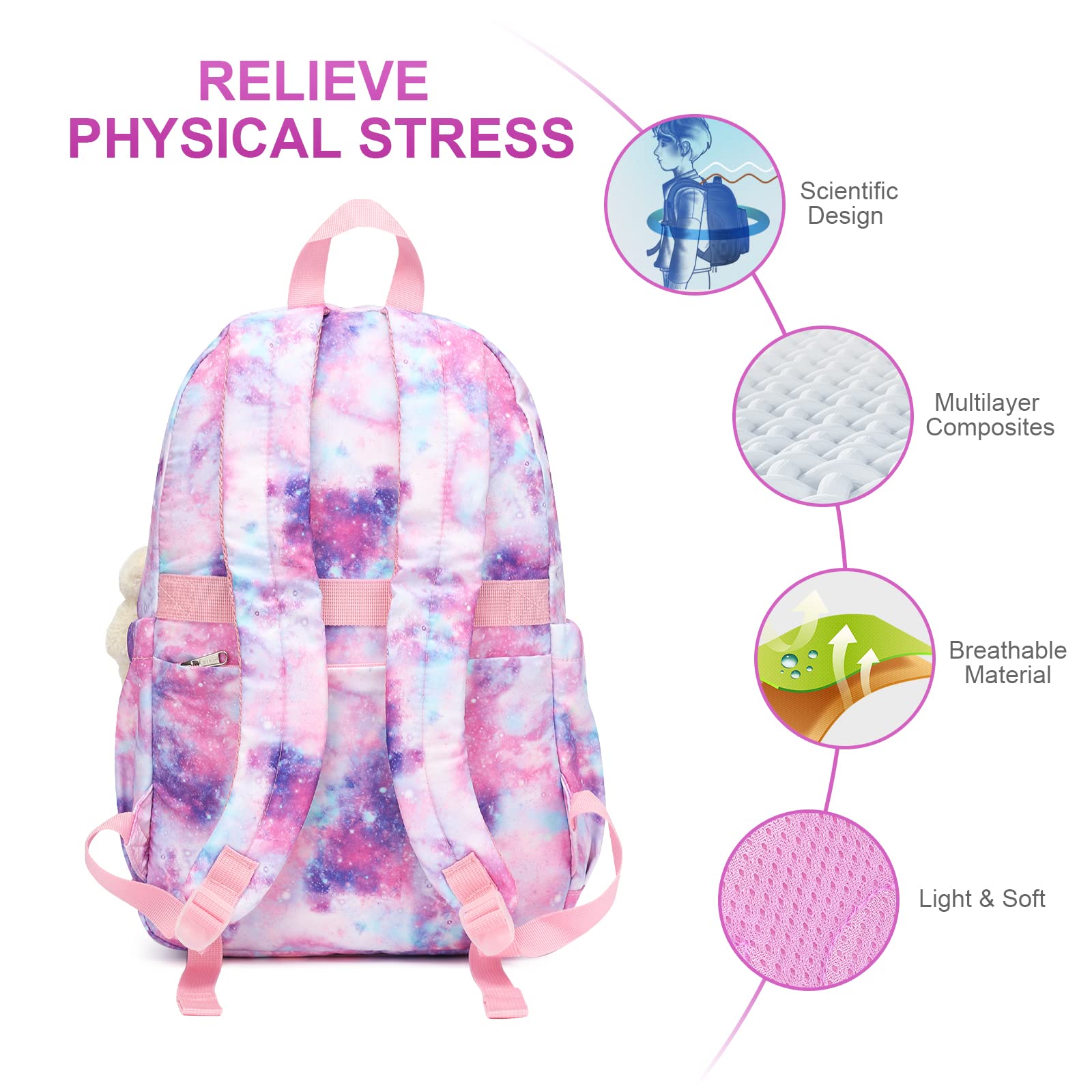 Galaxy Pattern Backpack Kids Backpack for Girls Lightweight Preschool Backpack for Toddlers Boys Girls (12M+) Ages