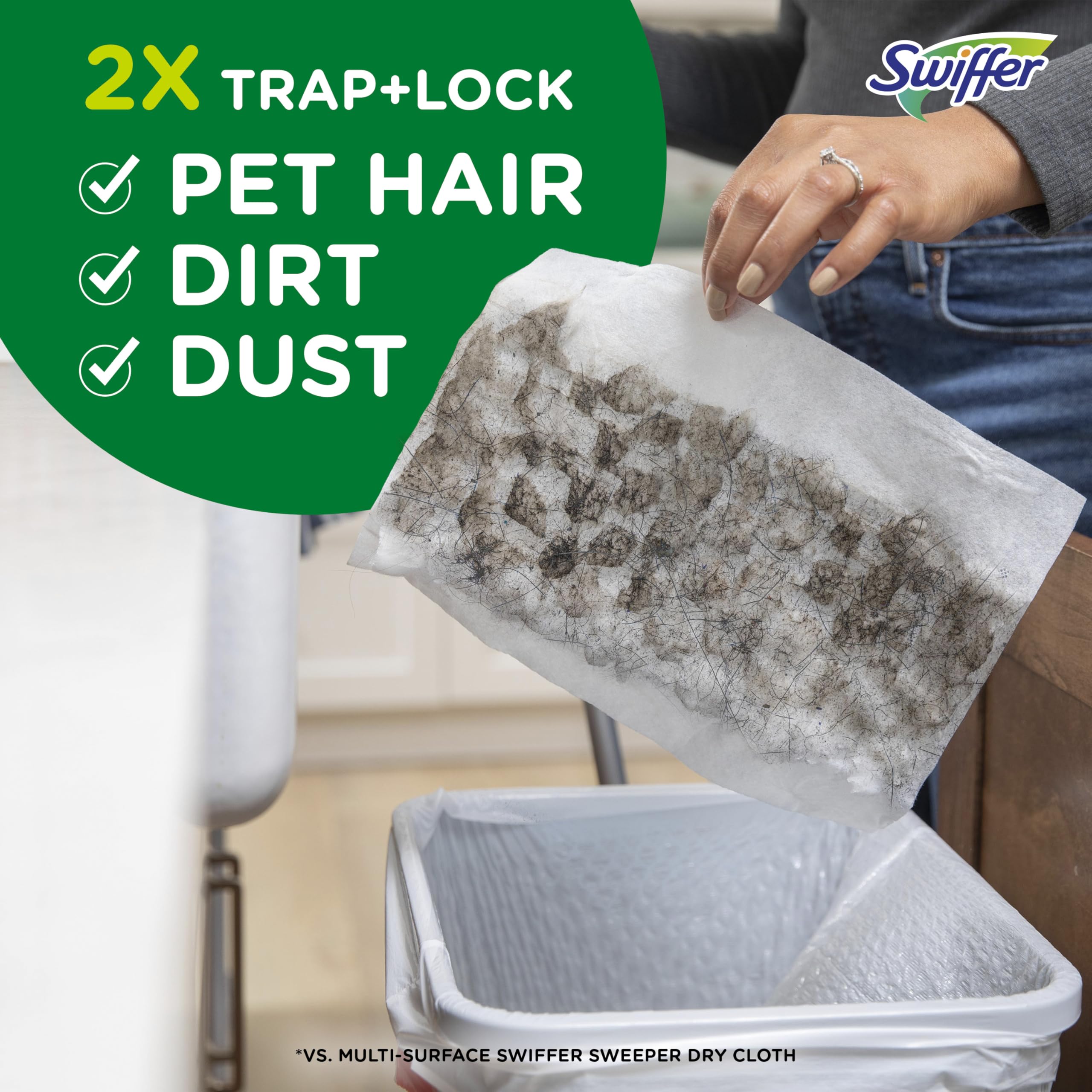 Swiffer Sweeper Pet, Heavy Duty Dry Sweeping Cloth Refills with Febreze Odor Defense, 32 Count