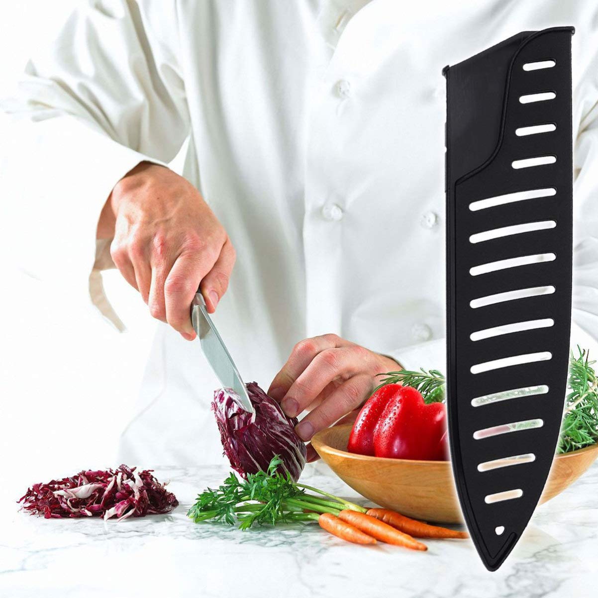 DOITOOL Knife Sheath, 5 Pcs 8inch Knife Guards Knife Sleeves, Kitchen Knife Guard Knife Protector Covers, Chef Knives Covers Keeps, Durable Plastic Knife Case Black