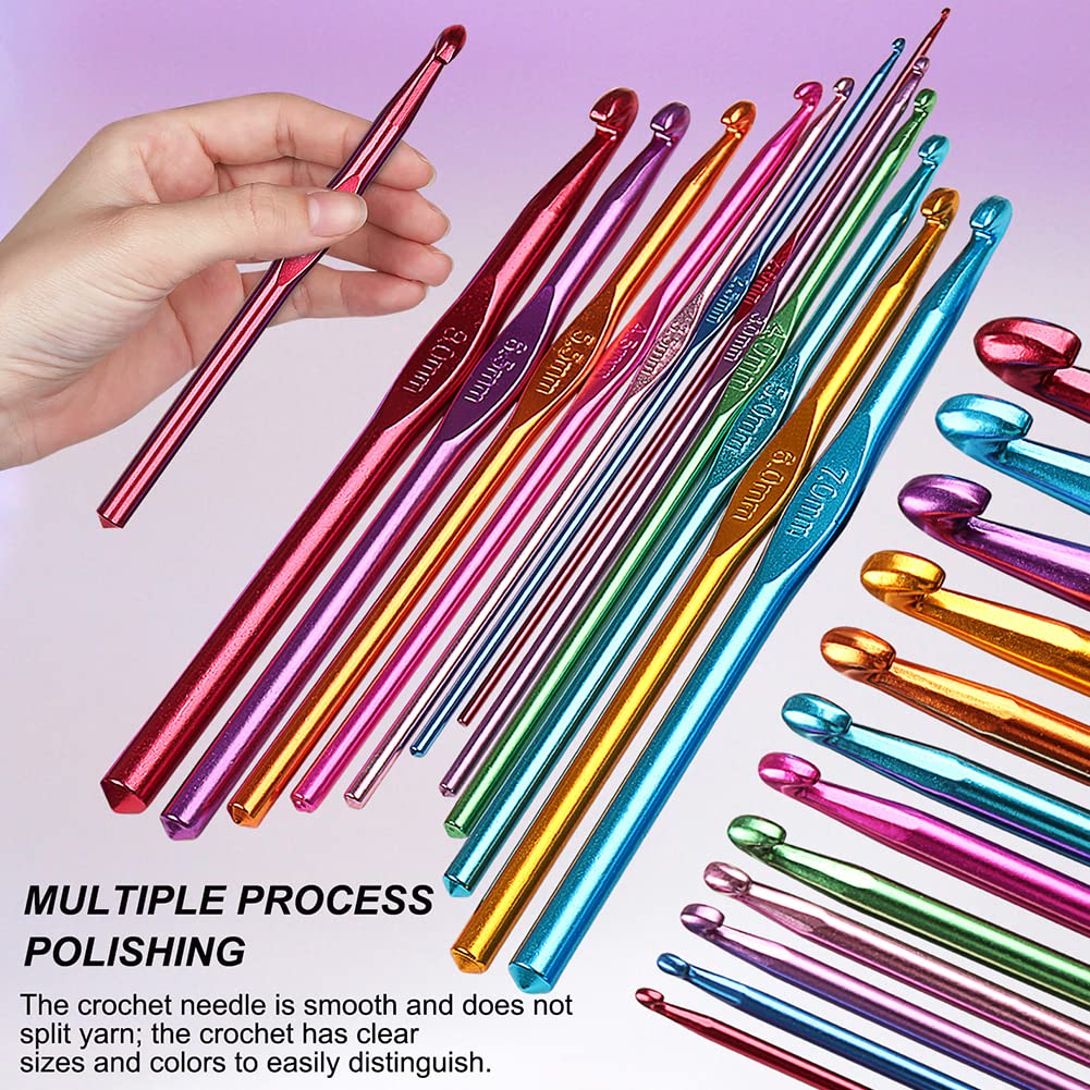 Katech Crochet Hooks Kit with Case, 85-Piece Crochet Hooks Set, Ergonomic Crochet Hook Crochet Needles Weave Yarn Kits DIY Hand Knitting Art Tools for Beginners and Experienced Crochet Lovers
