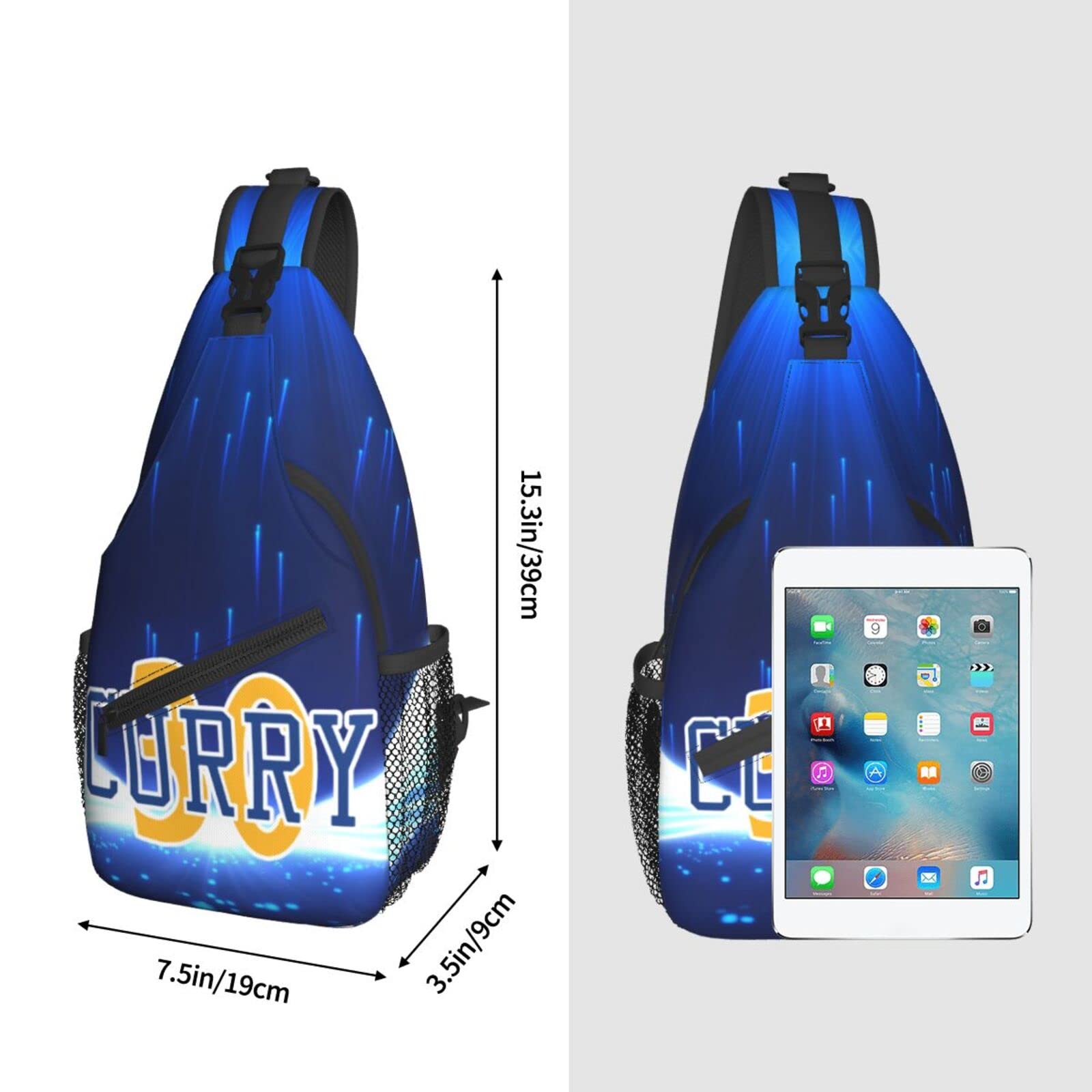 Curry Golden State Basketball Sling Backpack,Travel Hiking Daypack Pattern Rope Crossbody Shoulder Bag, Cross Chest Bag Diagonally For Men Women