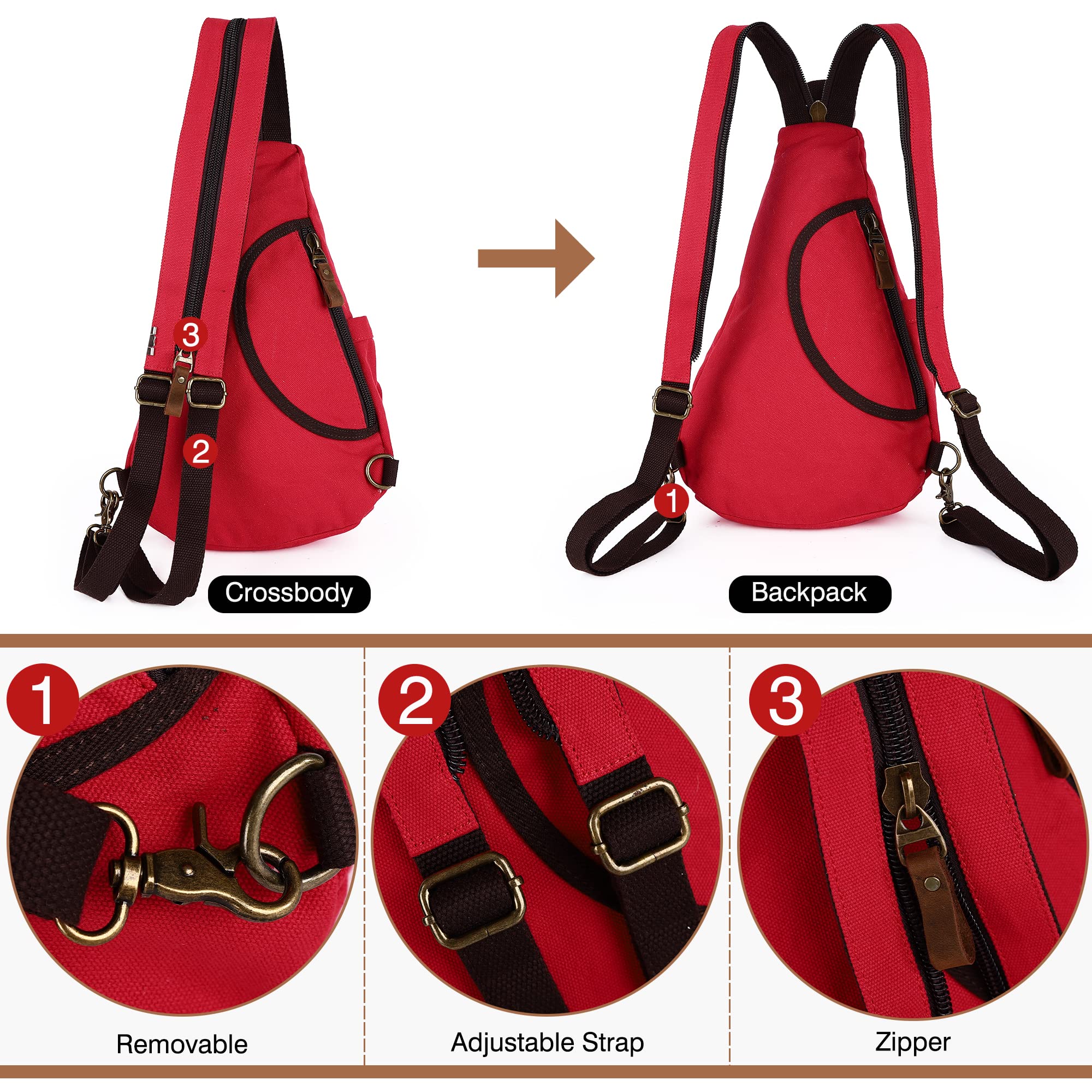 HUXFAM Small Sling Crossbody Backpack Multipurpose Casual Daypack Backpacks Outdoor Cycling Hiking Travel