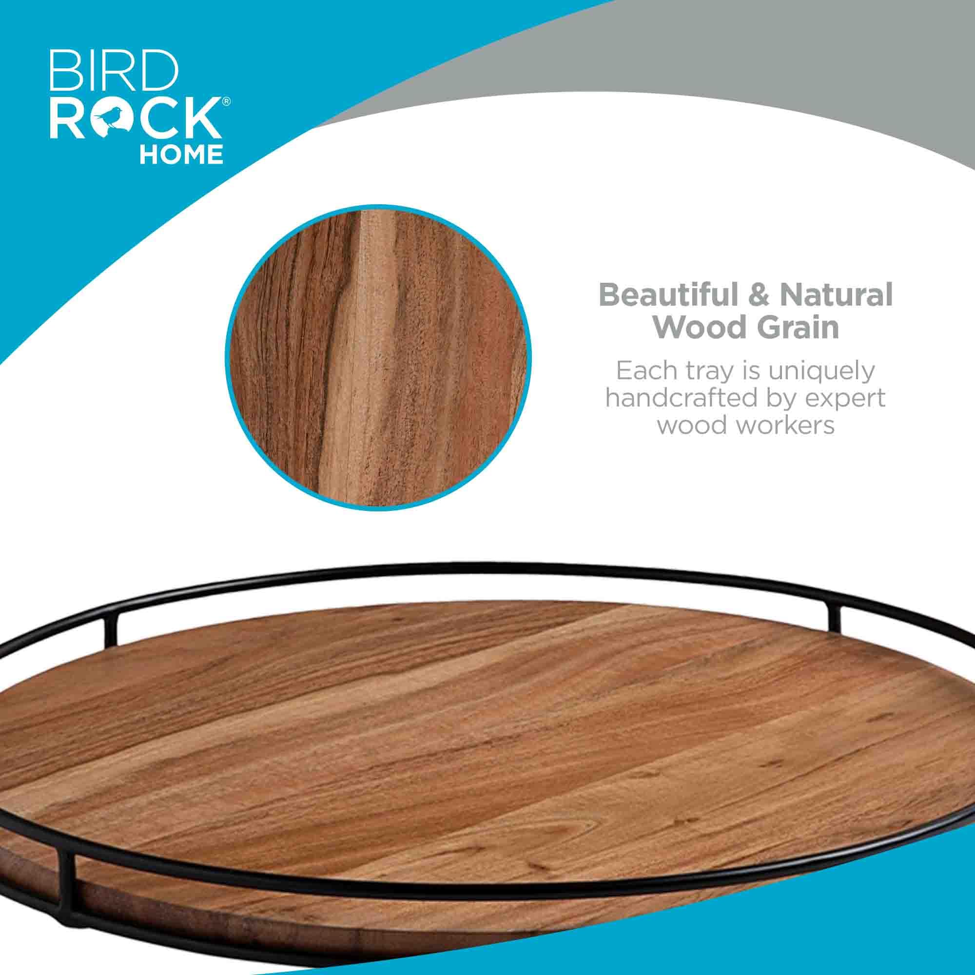 BIRDROCK HOME 18” Wooden Lazy Susan - Espresso - Iron Edges - Table Top Turntable - Cabinet or Pantry Organizer - Decorative Spice Rack Medicine Cleaning Spinning Table - Wood