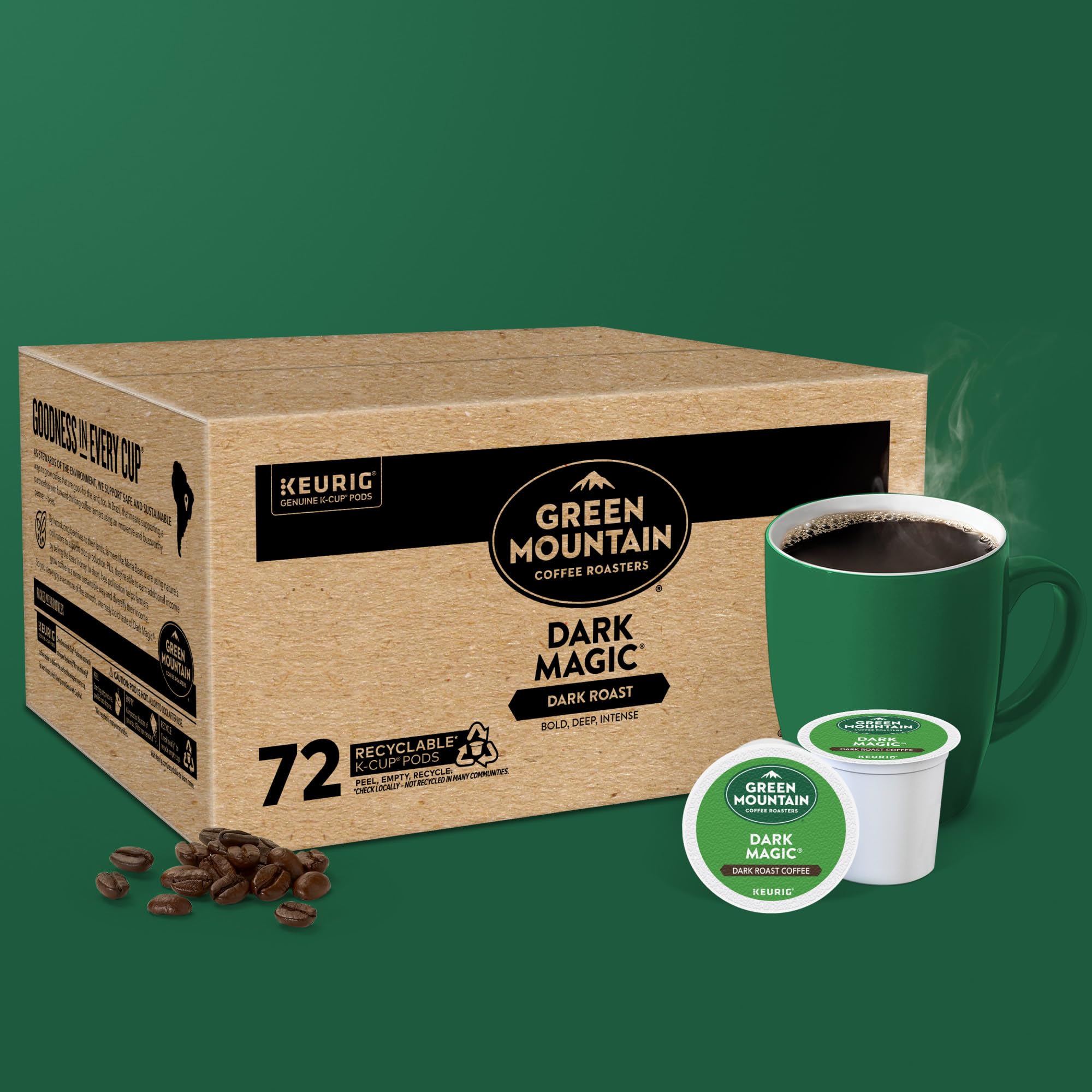 Green Mountain Coffee Roasters Dark Magic, Single-Serve Keurig K-Cup Pods, Dark Roast Coffee Pods, 12 Count (Pack of 6)
