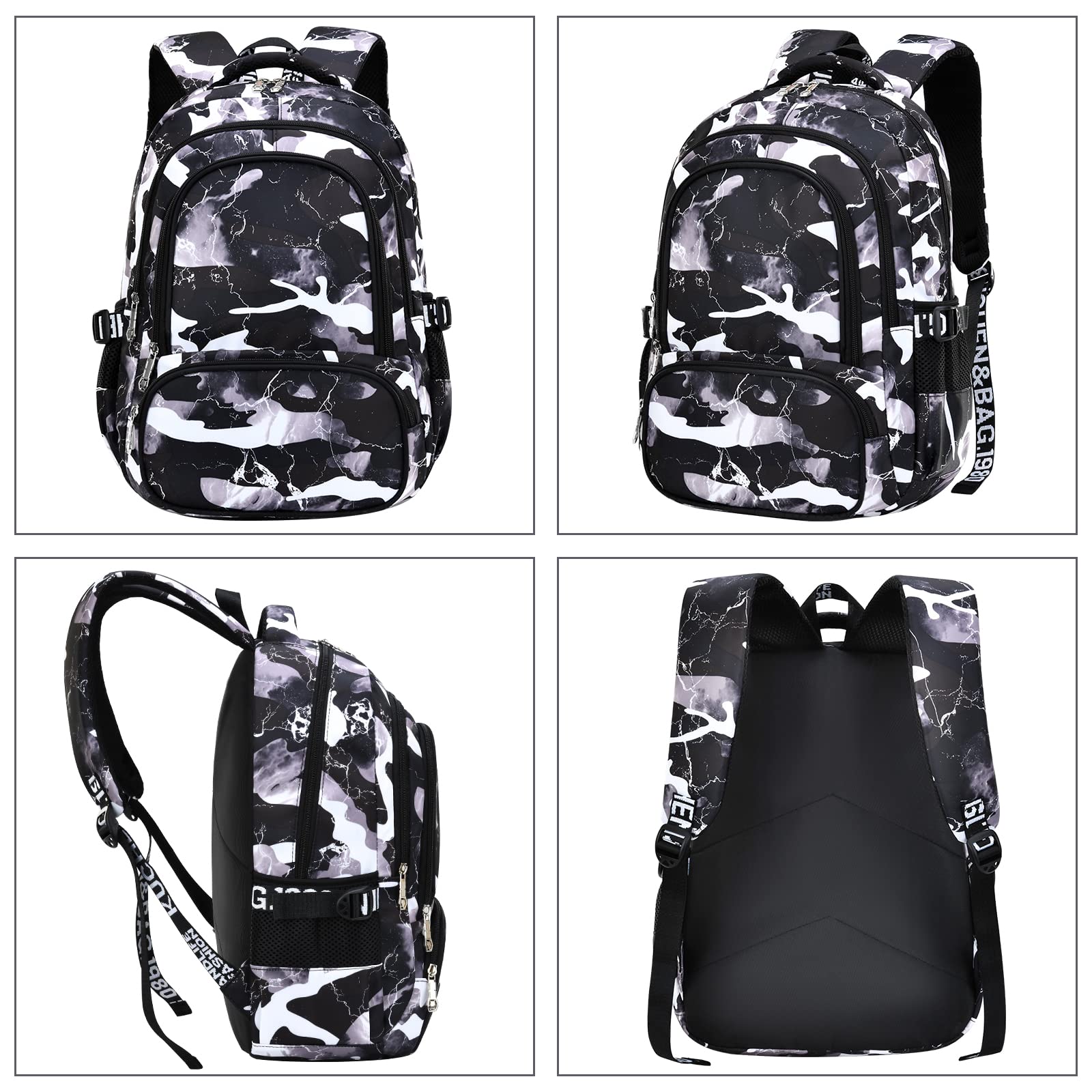 Yvechus School Backpack Casual Daypack Travel Outdoor Camouflage Backpack Christmas Presents for Boys and Girls (AY Camo Black)