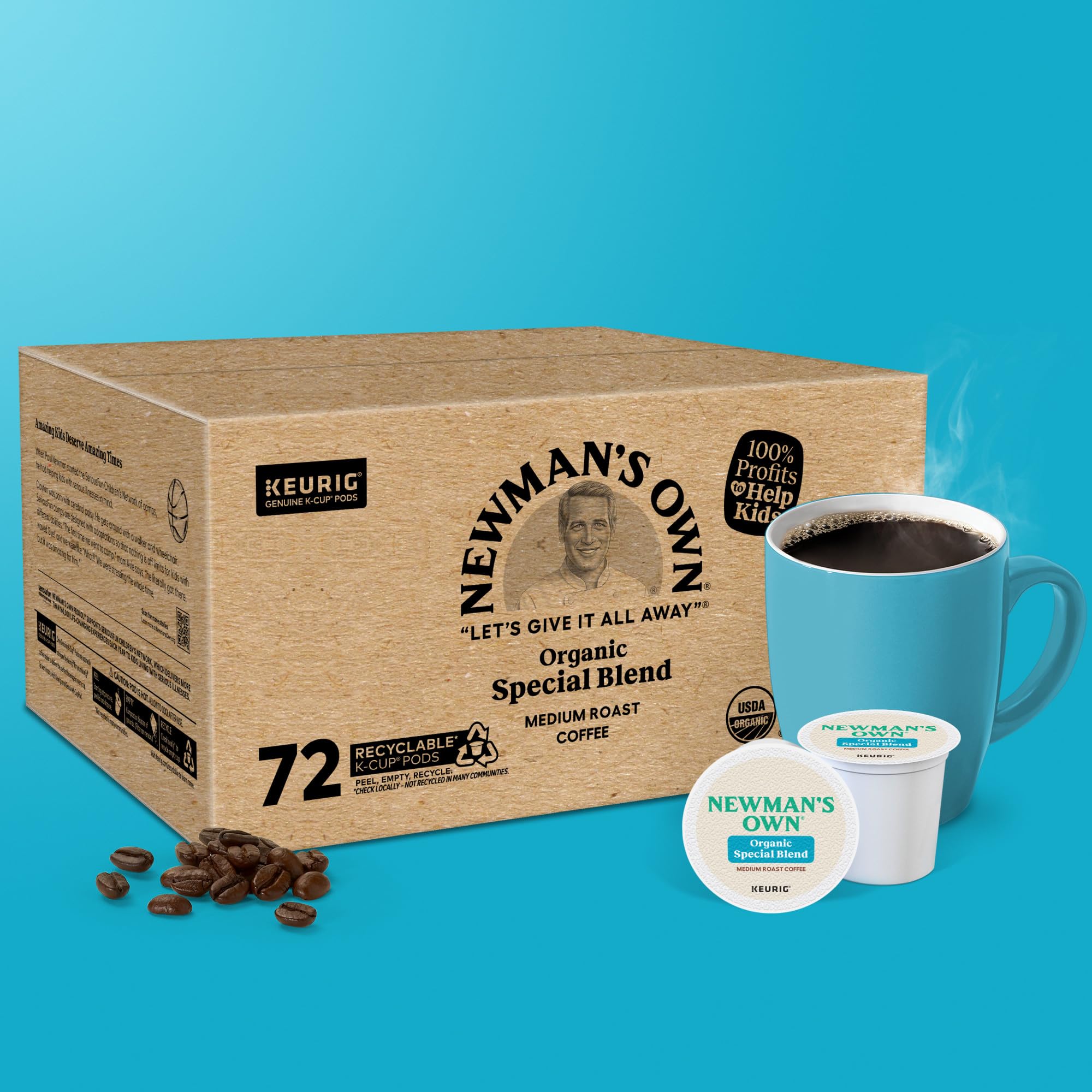 Newman's Own Organics Special Blend, Single-Serve Keurig K-Cup Pods, Medium Roast Coffee, 12 Count (Pack of 6) (5000053615)