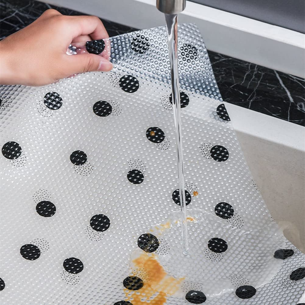 3 Rolls Shelf Liner for Cabinets and Drawer, Non Slip Refrigerator Liners, Non-Adhesive Waterproof Oil-Proof Eva Placemats, Can Be Cut Storage Shelf Mats for Desk, Dresser and Cupboard (Polka DotsĀ )