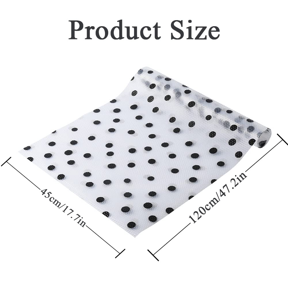 3 Rolls Shelf Liner for Cabinets and Drawer, Non Slip Refrigerator Liners, Non-Adhesive Waterproof Oil-Proof Eva Placemats, Can Be Cut Storage Shelf Mats for Desk, Dresser and Cupboard (Polka DotsĀ )