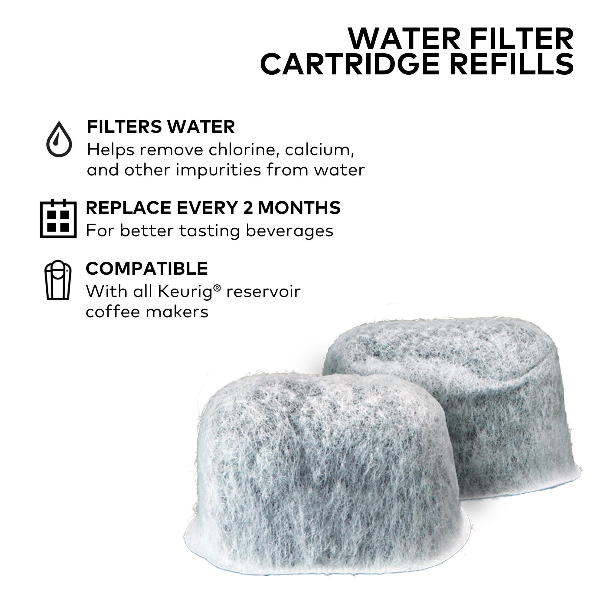 Keurig Water Filter Refill Cartridges, Replacement Water Filter Cartridges, Compatible with 2.0 K-Cup Pod Coffee Makers, 6 Count (Packaging May Vary)
