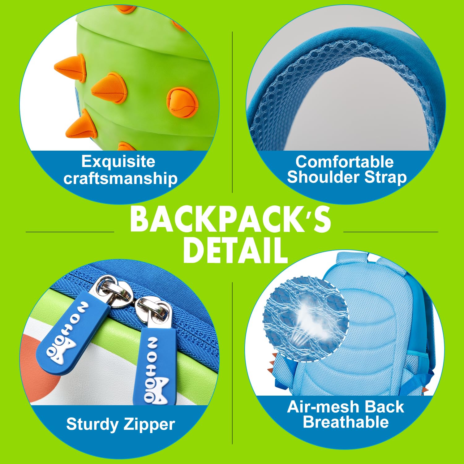 NOHOO Toddler Backpack Kids Backpack Cute Animal Schoolbag Waterproof Ocean Backpack for Baby Boys Girls Age 3 to 6 (Shark)