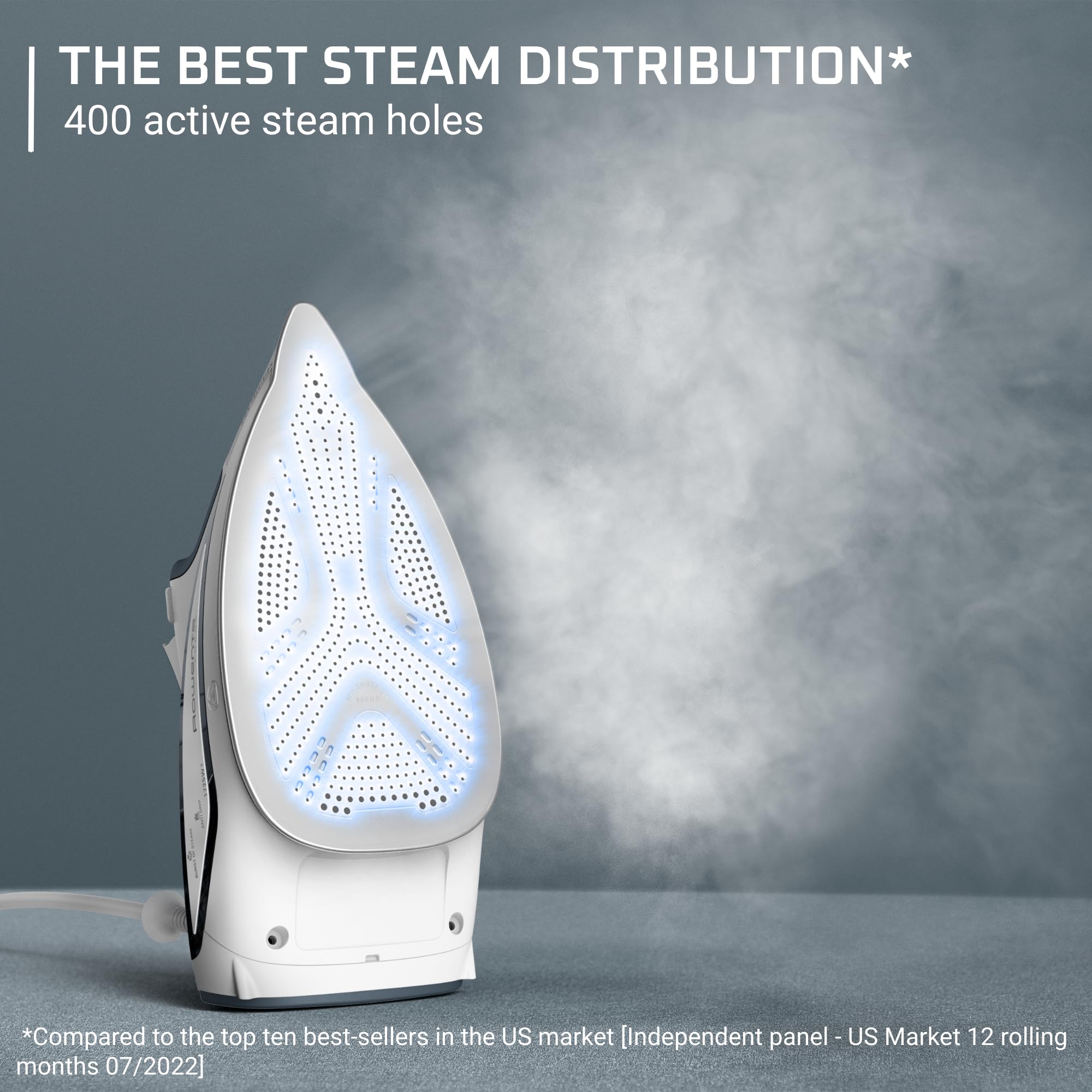 Rowenta Focus Stainless Steel Soleplate Steam Iron for Clothes 400 Microsteam Holes, Cotton, Wool, Poly, Silk, Linen, Nylon 1725 Watts Portable, Ironing, Garment Steamer DW5280