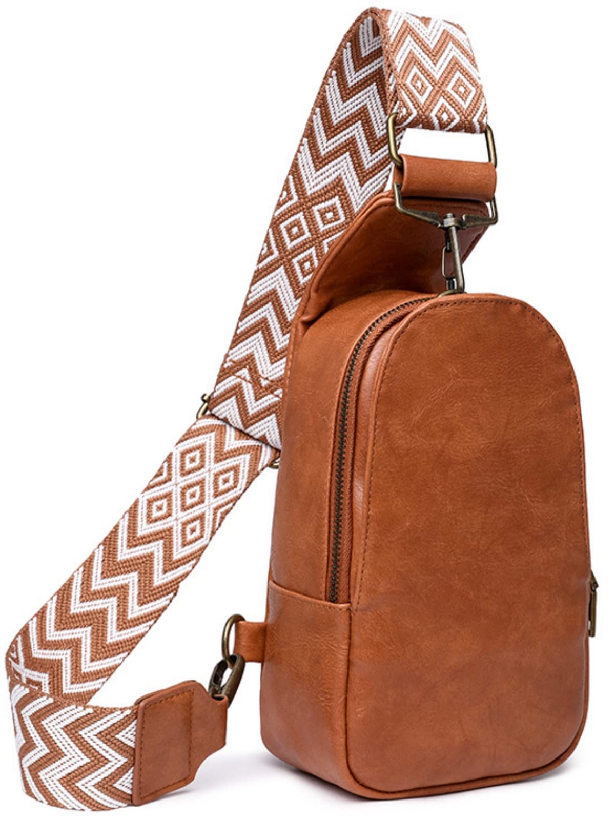 Sling Bag for Women Crossbody Fanny Packs Guitar Strap Bum Chest PU Leather Backpack Small Daypack Shoulder Satchel