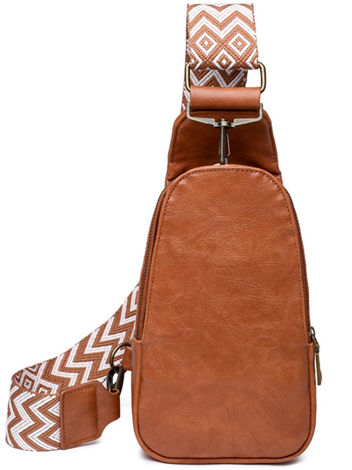 Sling Bag for Women Crossbody Fanny Packs Guitar Strap Bum Chest PU Leather Backpack Small Daypack Shoulder Satchel