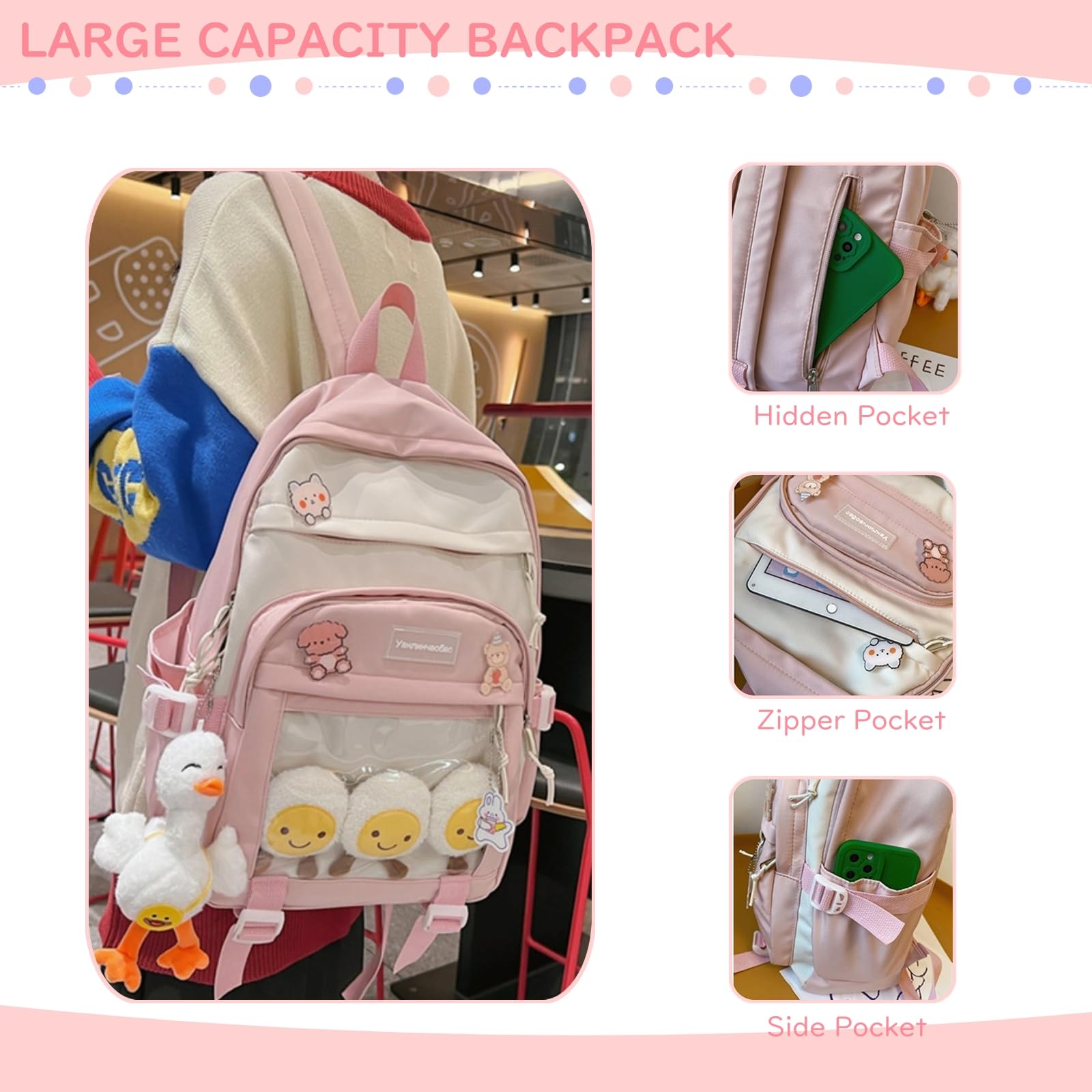 3 Pcs Girls Backpack Leopard Print School Bag Set Primary School Students Large Capacity Knapsack with Lunch Bag and Pencil Case