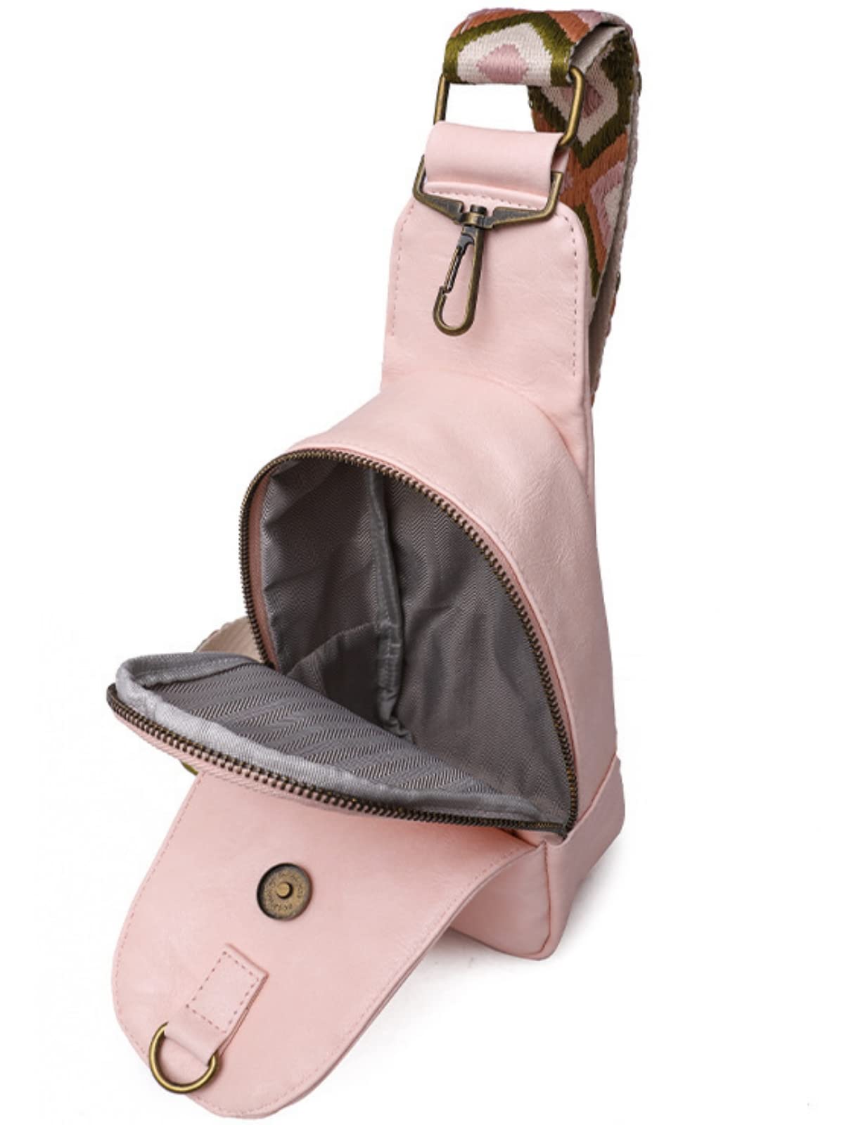 Sling Bag for Women Crossbody Fanny Packs Guitar Strap Bum Chest PU Leather Backpack Small Daypack Shoulder Satchel