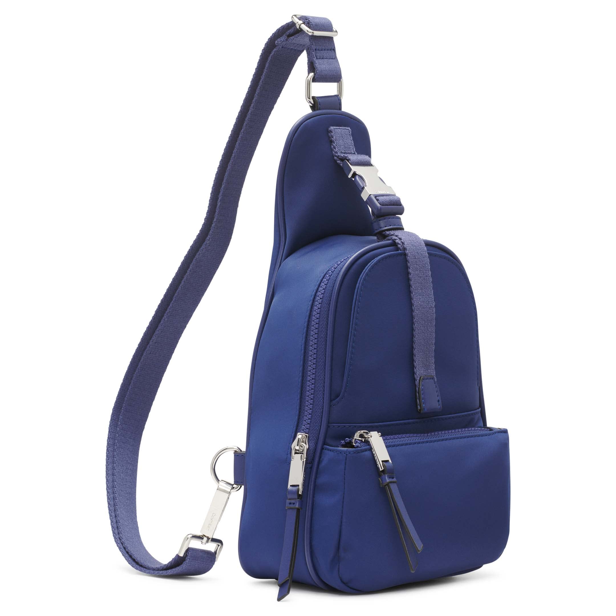 Calvin Klein Shay Organizational Sling Backpack, Black/Silver,One Size