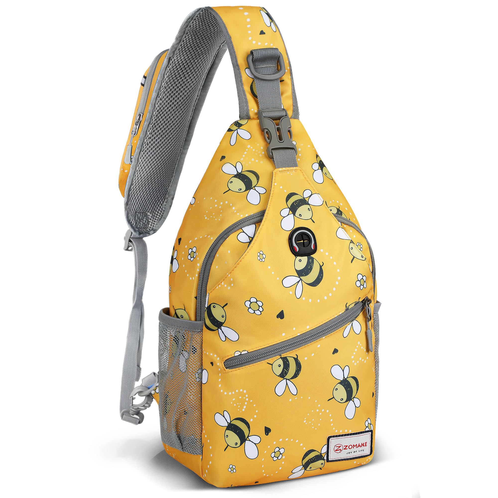 ZOMAKE Sling Bag for Women Men:Small Crossbody Sling Backpack - Mini Water Resistant Shoulder Bag Anti Thief Chest Bag Daypack for Travel Hiking Outdoor Sports (Bee Yellow)