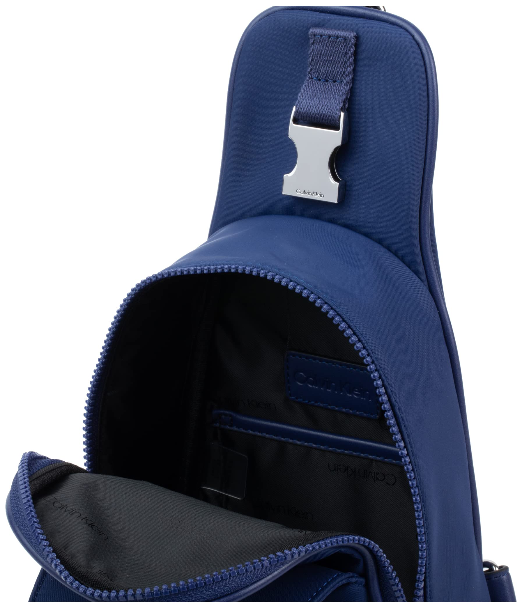 Calvin Klein Shay Organizational Sling Backpack, Black/Silver,One Size