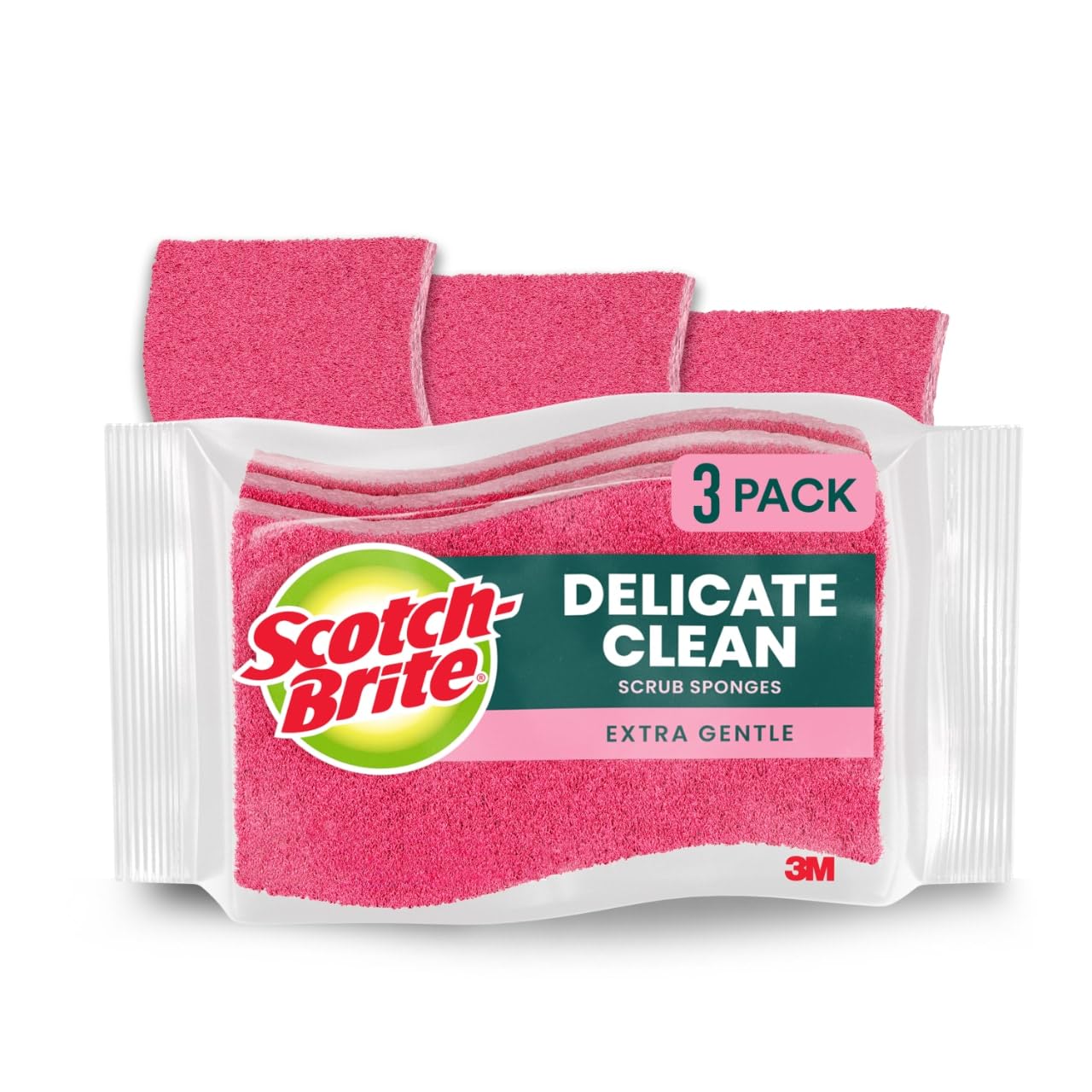 Scotch-Brite Brite Delicate Care Scrub Sponge 3/Pkg, 3 Count (Pack of 1)