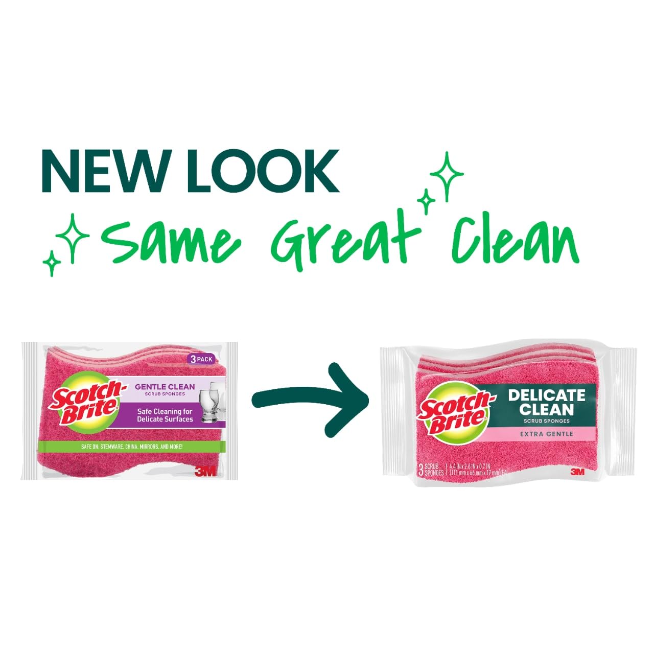 Scotch-Brite Brite Delicate Care Scrub Sponge 3/Pkg, 3 Count (Pack of 1)