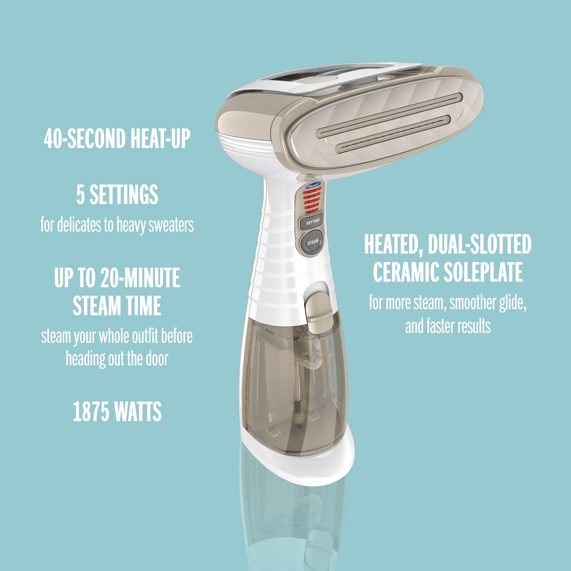 Conair Handheld Garment Steamer for Clothes, Turbo ExtremeSteam 1875W, Portable Handheld Design, Strong Penetrating Steam