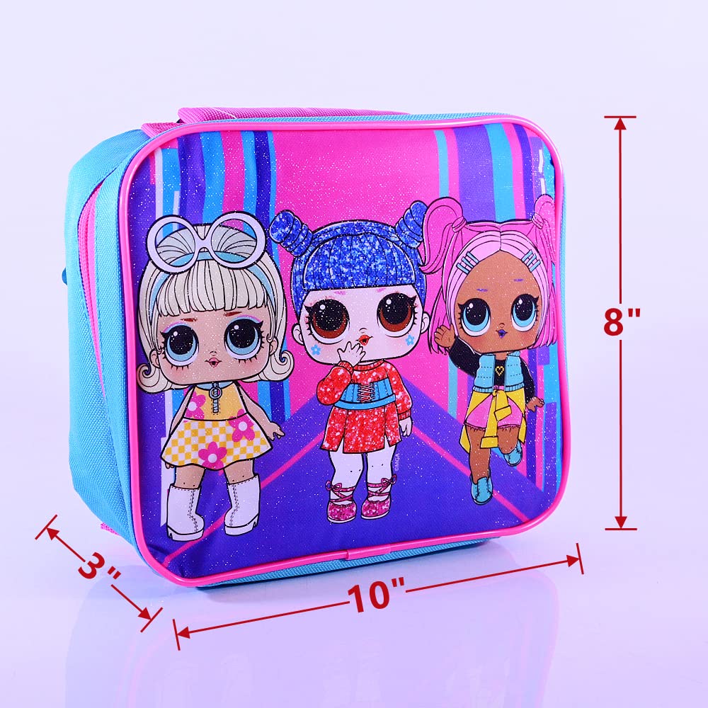 Koola LOL 16'' Large School Backpack with Lunch Bag and Sullivan Water Bottle Bundle | LOL Backpacks for Girls | LOL Remix | LOL Water Bottle