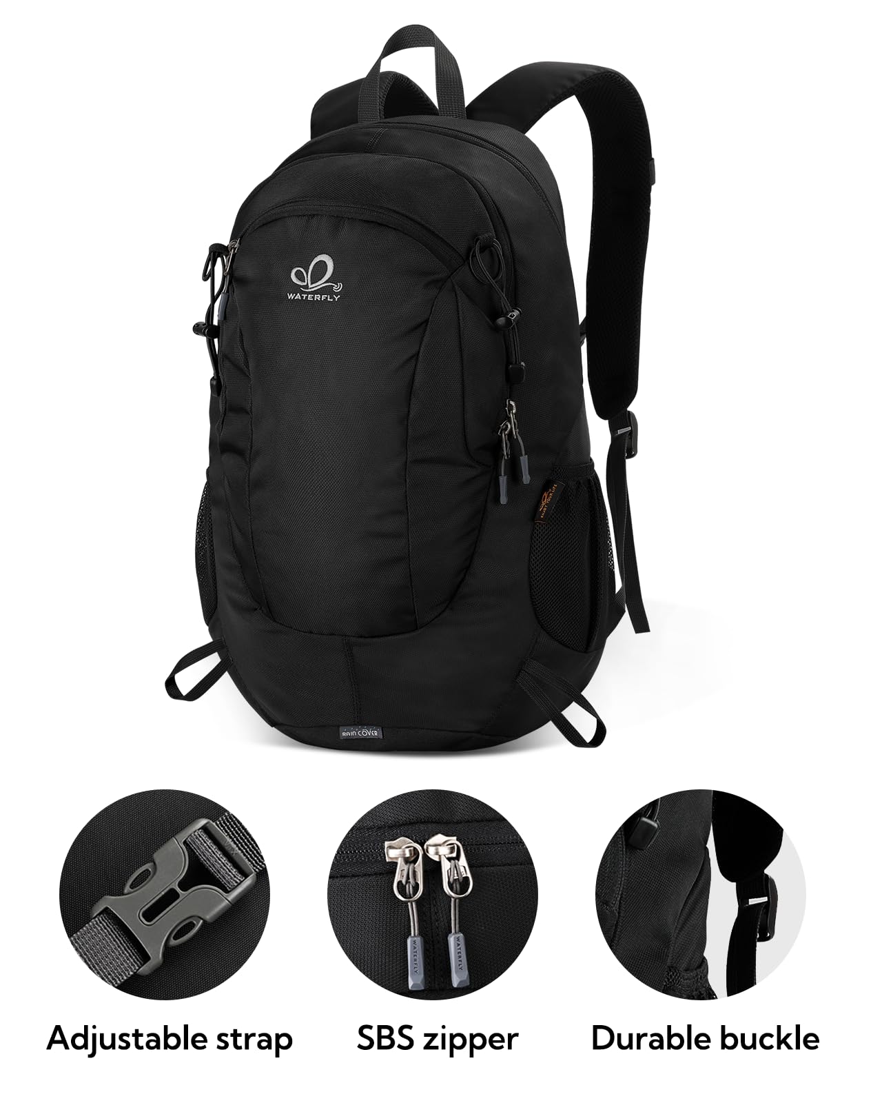 WATERFLY Lightweight Day Hiking Backpack: Travel Waterproof Daypack Trekking Bagpack Hike Day Bag for Camping Climbing Man Woman