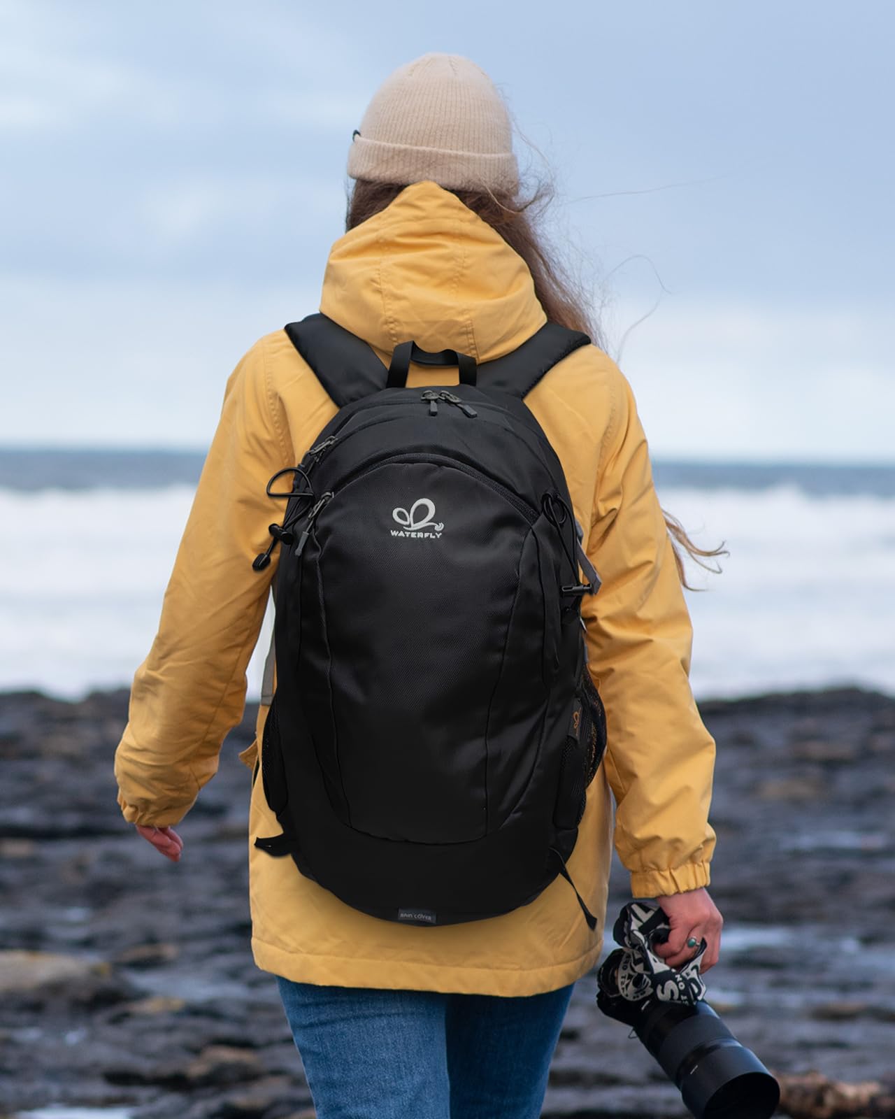 WATERFLY Lightweight Day Hiking Backpack: Travel Waterproof Daypack Trekking Bagpack Hike Day Bag for Camping Climbing Man Woman