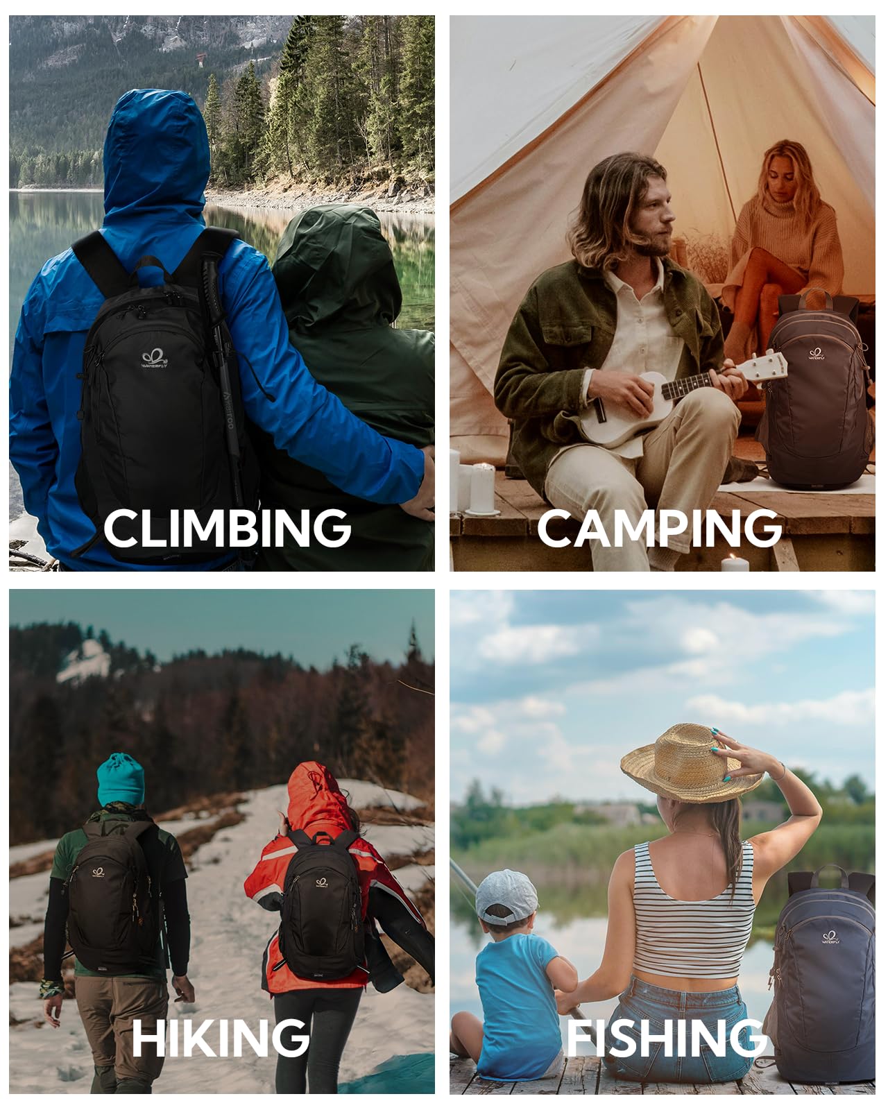 WATERFLY Lightweight Day Hiking Backpack: Travel Waterproof Daypack Trekking Bagpack Hike Day Bag for Camping Climbing Man Woman