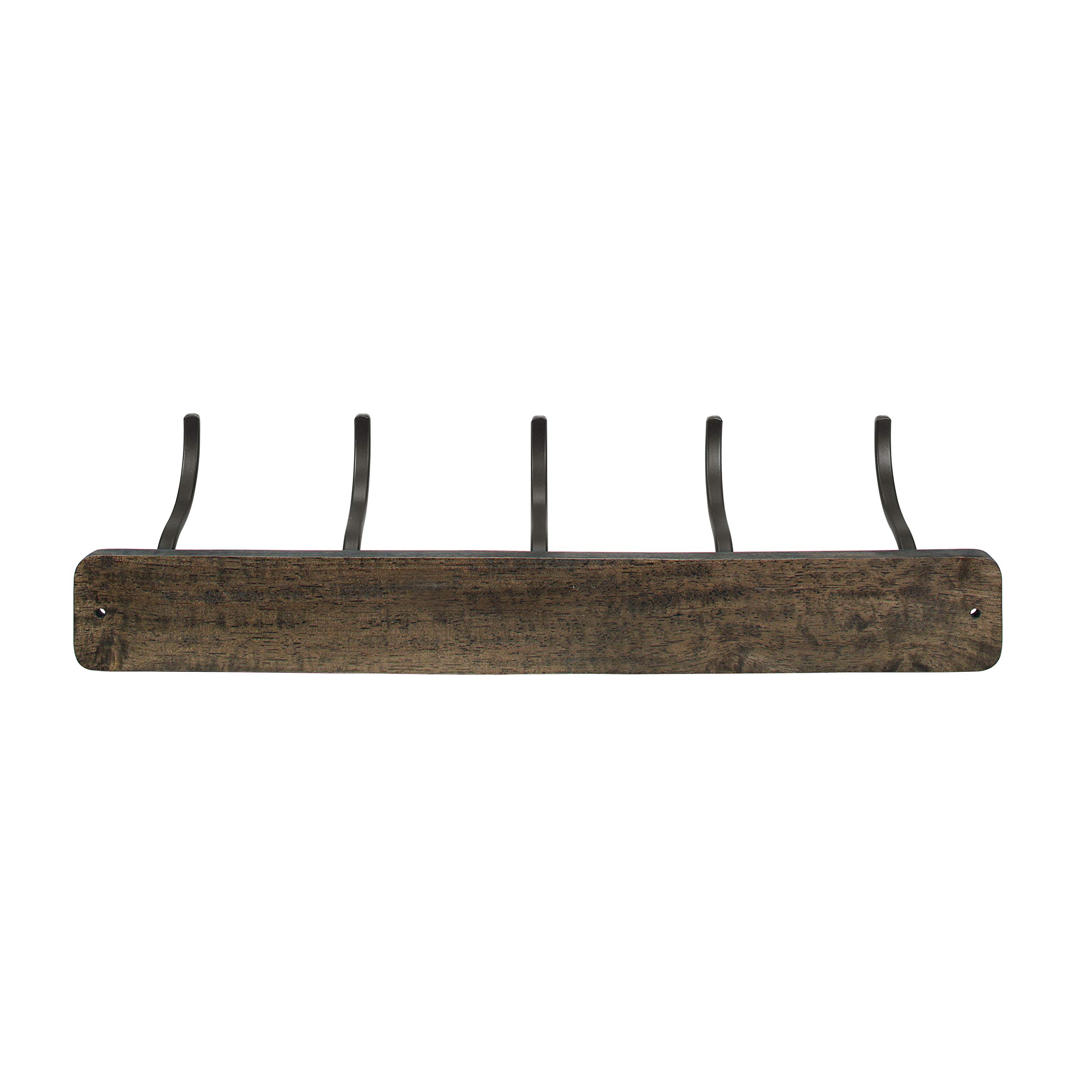 Spectrum Diversified Richmond Wall Mount 5 Hook Wood Rack for Storage and Organization of Entryway Bedroom and More, Coffee/Industrial Gray
