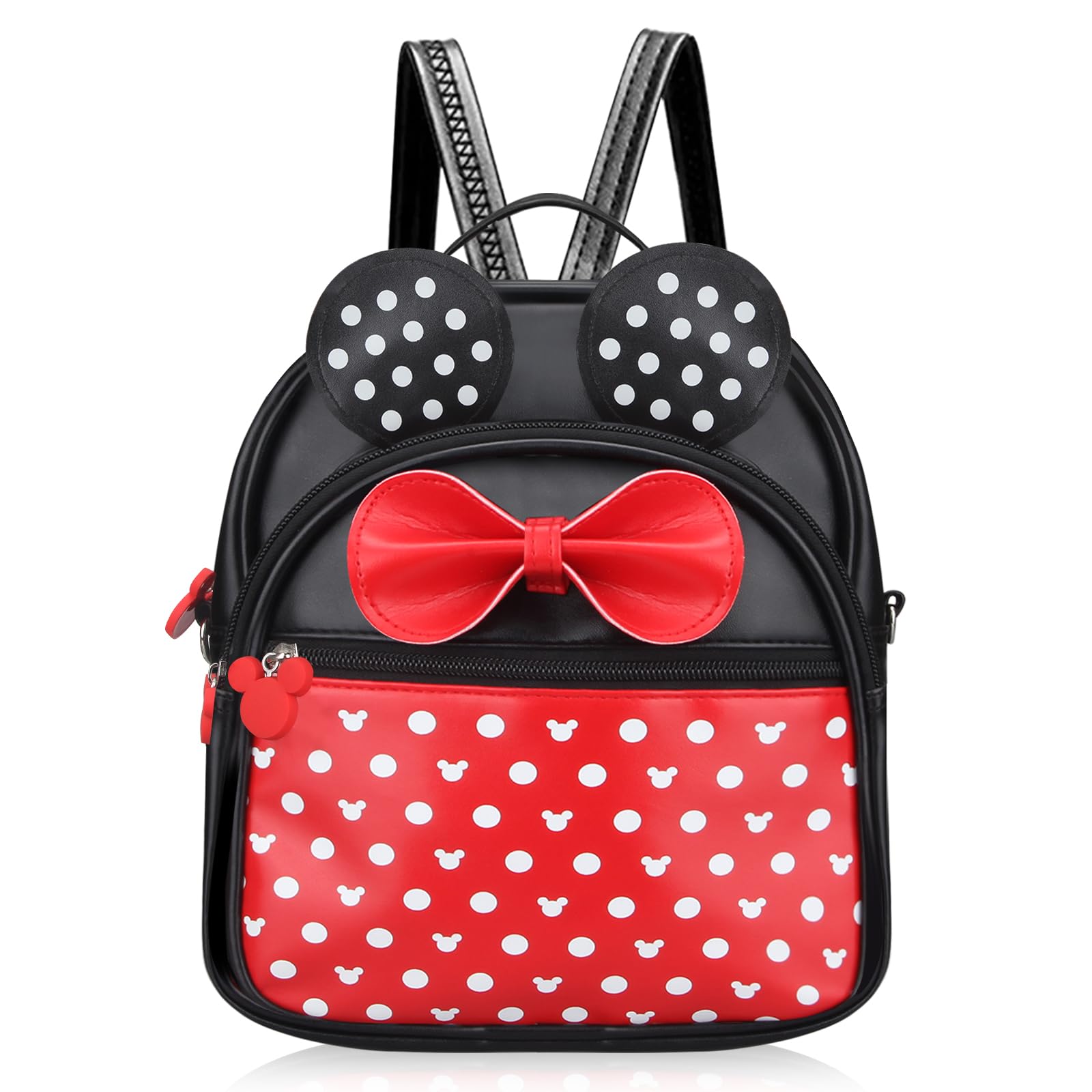 Mini Backpack for Girls Bowknot Polka Dot Cute Mini Mouse Backpack for Toddler Little Girl Backpack Kids Small Backpack Leather Convertible Shoulder Bag Purse for Women Children Travel Backpack