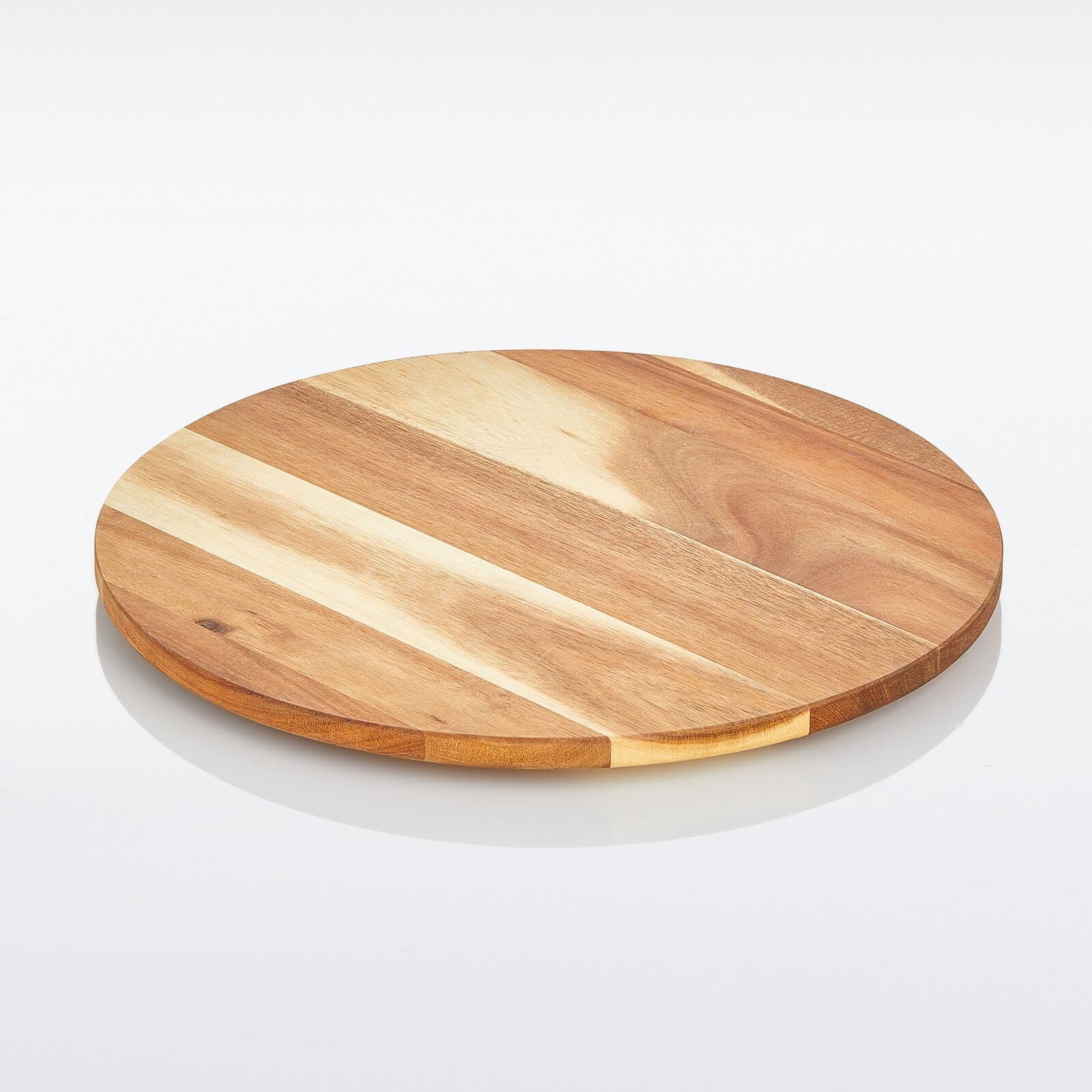 mDesign Acacia Wood Lazy Susan Turntable Spinner for Kitchen Cabinet, Pantry, Fridge, Cupboards, or Counter Organizing, Fully Rotating Organizer for Food, Spices, and Condiments, 16" Round - Natural