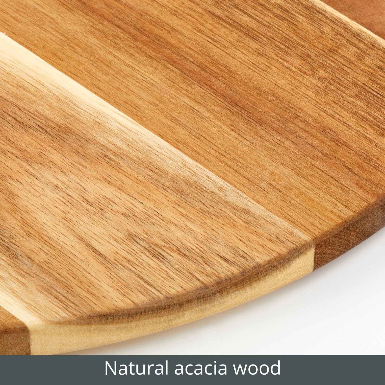 mDesign Acacia Wood Lazy Susan Turntable Spinner for Kitchen Cabinet, Pantry, Fridge, Cupboards, or Counter Organizing, Fully Rotating Organizer for Food, Spices, and Condiments, 16" Round - Natural