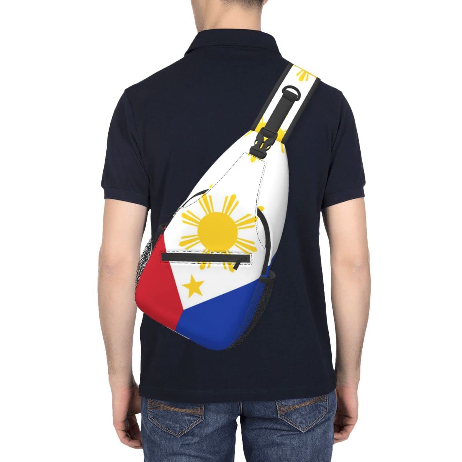 Hicyyu Philippine Flag-5 Outdoor Crossbody Shoulder Bag For Unisex Young Adult Hiking Sling Backpack