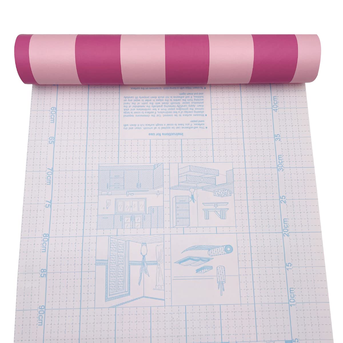 SimpleLife4U Pink Stripes Shelf Liner Peel & Stick Furniture Paper Cover School Classroom Storage Boxes 17.8 Inch by 9.8 Feet