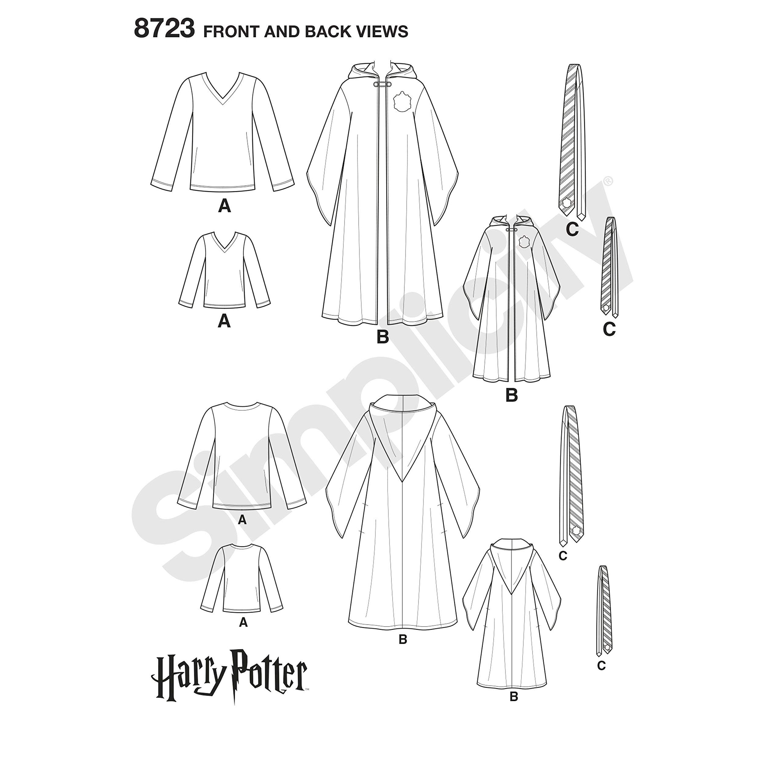 Simplicity 8723 Harry Potter Cosplay and Halloween Costume Sewing Pattern, Kids Teens and Adult Sizes XS-XL