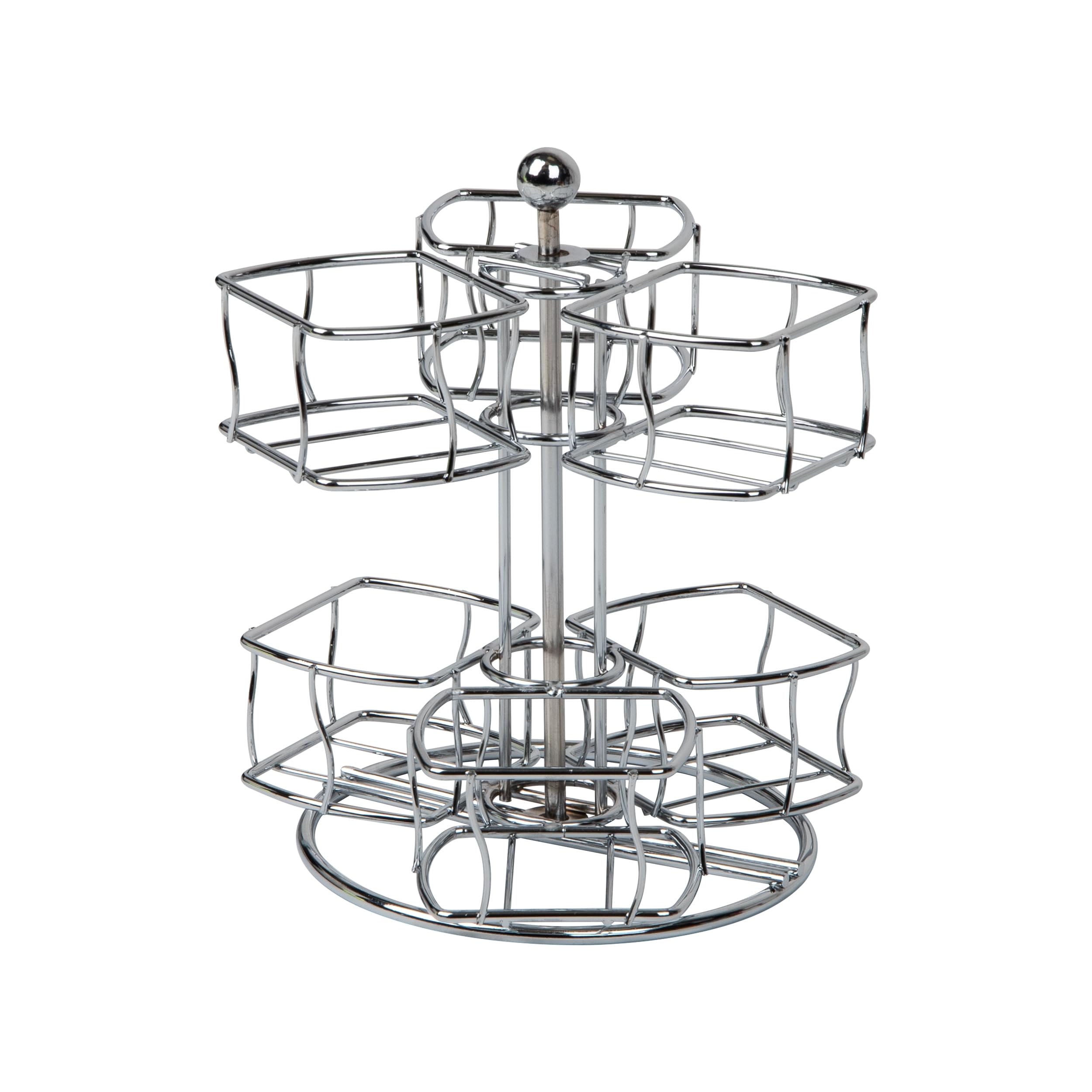 Mind Reader Tea Bag Carousel, Wire Holder, Rotating Organizer, Lazy Susan, Holds up to 60, 7 x 7 x 8.5 inches, Silver