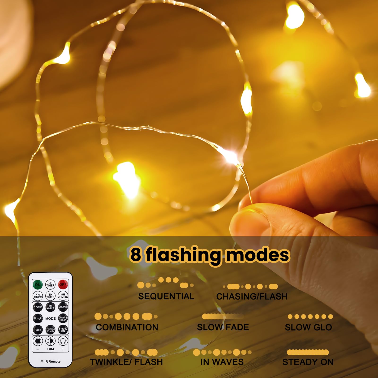 HXWEIYE 300LED Fairy Curtain Lights, USB Plug in 8 Modes Christmas Fairy String Hanging Lights with Remote Controller for Bedroom, Indoor, Outdoor, Weddings, Party, Decorations（9.8x9.8Ft, Warm White）