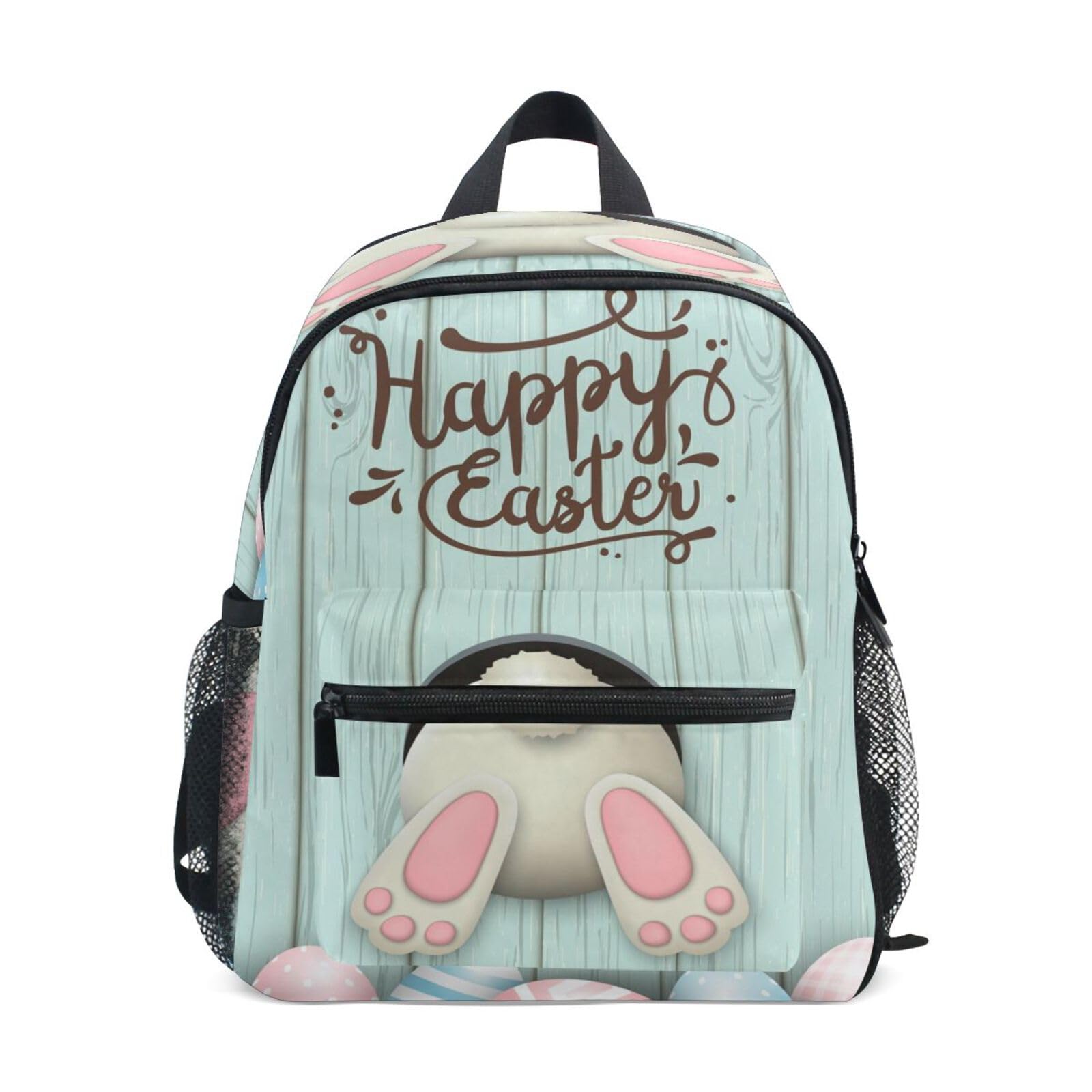 OREZI Happy Easter Backpack Eggs Bunny Rabbit Toddler Backpack with Chest Clip for Boys Girls Cute Kid's Bag Happy Easter Gift Toy Backpack